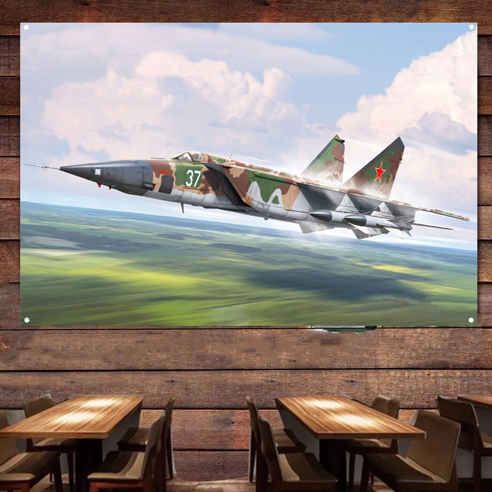 MiG-25BM Fighter Banner Wall Hanging Flag - Air Force Aircraft Canvas ...
