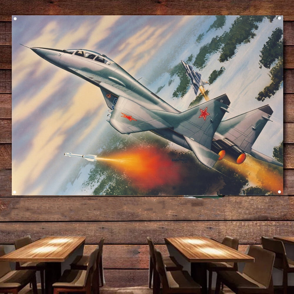 MiG-29UB Fighter Banner - Military Wall Art Poster For Room Studio ...