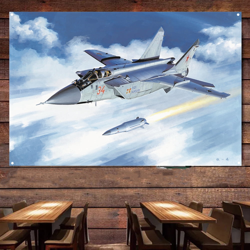 MiG-31BM w KH-47M2 Plane Fighter Banner - Military Wall Art Poster For ...