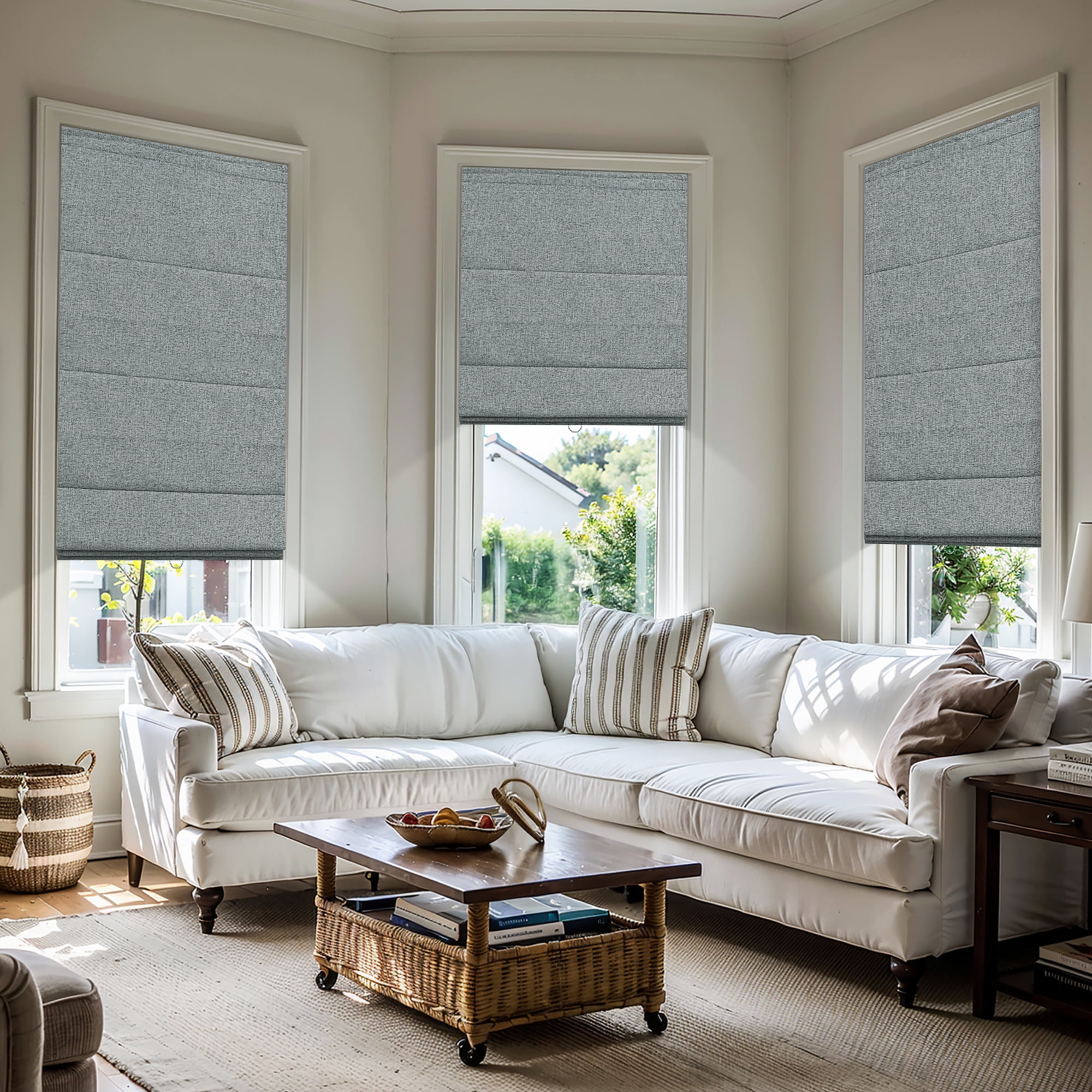 MiLin Cordless Roman Shades Blackout Roman Window Shades, Fabric Roman ...