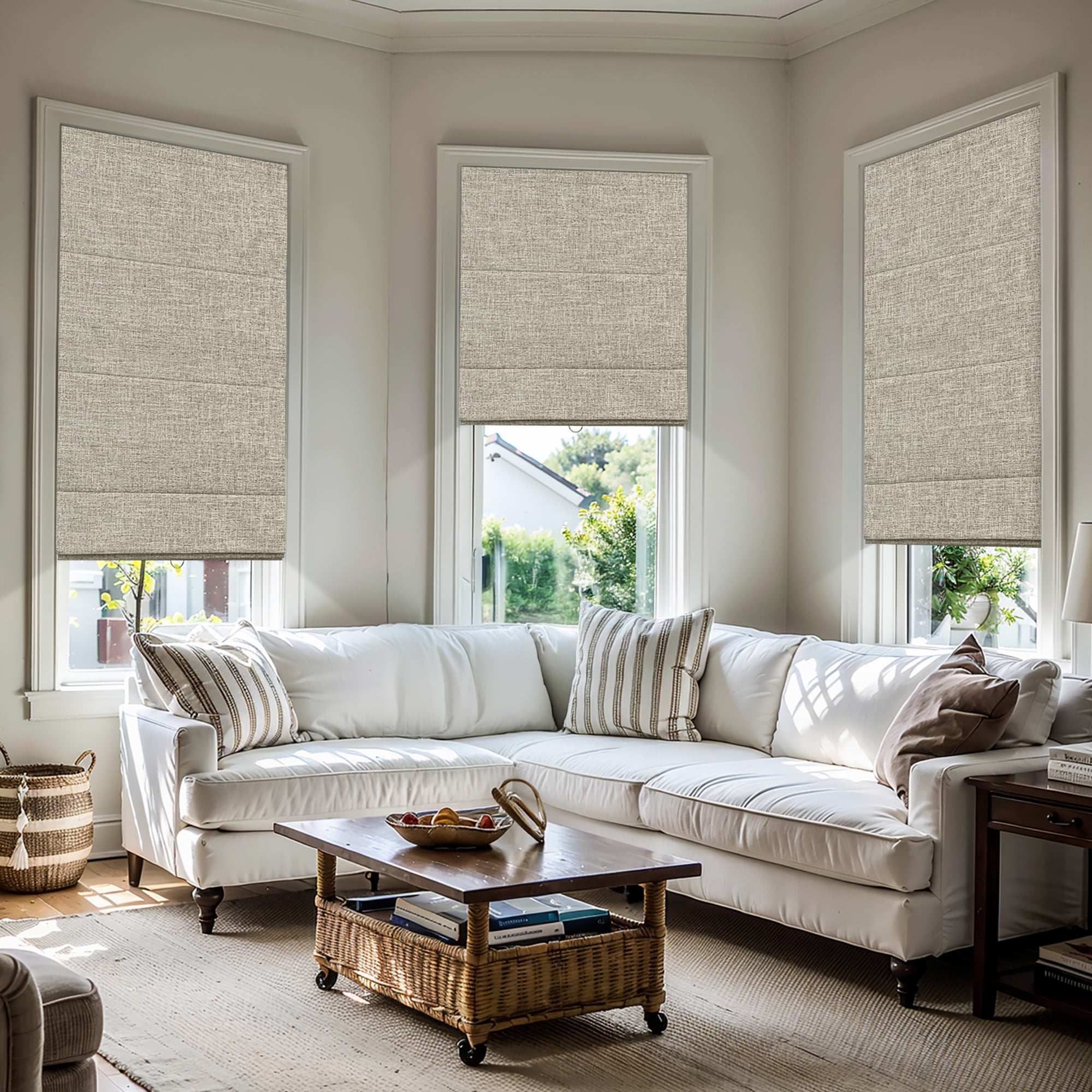 MiLin Cordless Roman Shades Blackout Roman Window Shades, Fabric Roman ...
