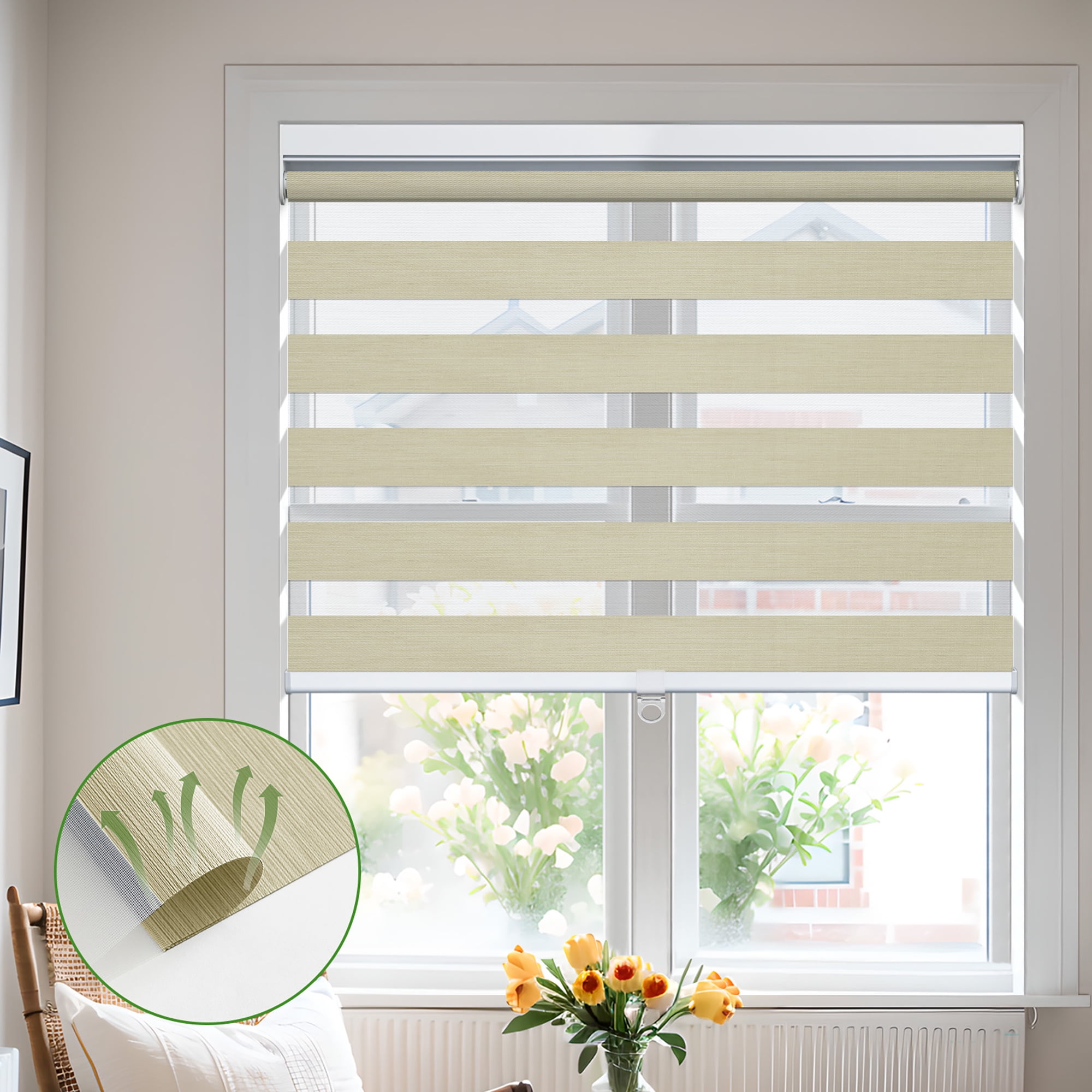 MiLin Cordless Zebra Blinds Blackout Zebra Windows Shades Dual Layer ...