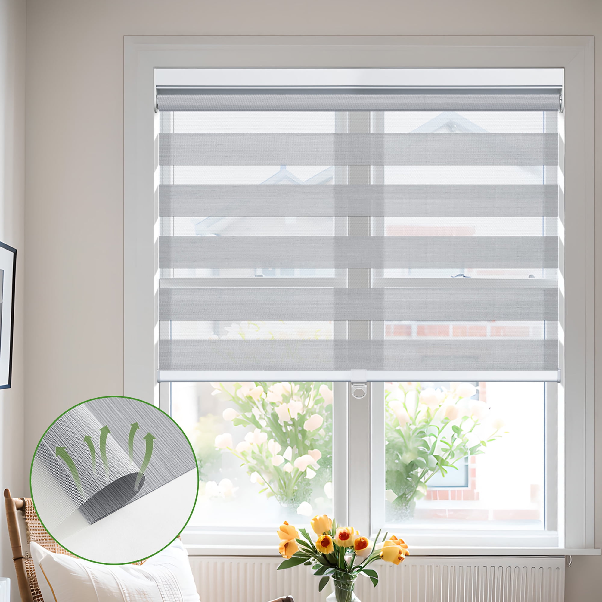MiLin Cordless Zebra Blinds Blackout Zebra Windows Shades Dual Layer ...
