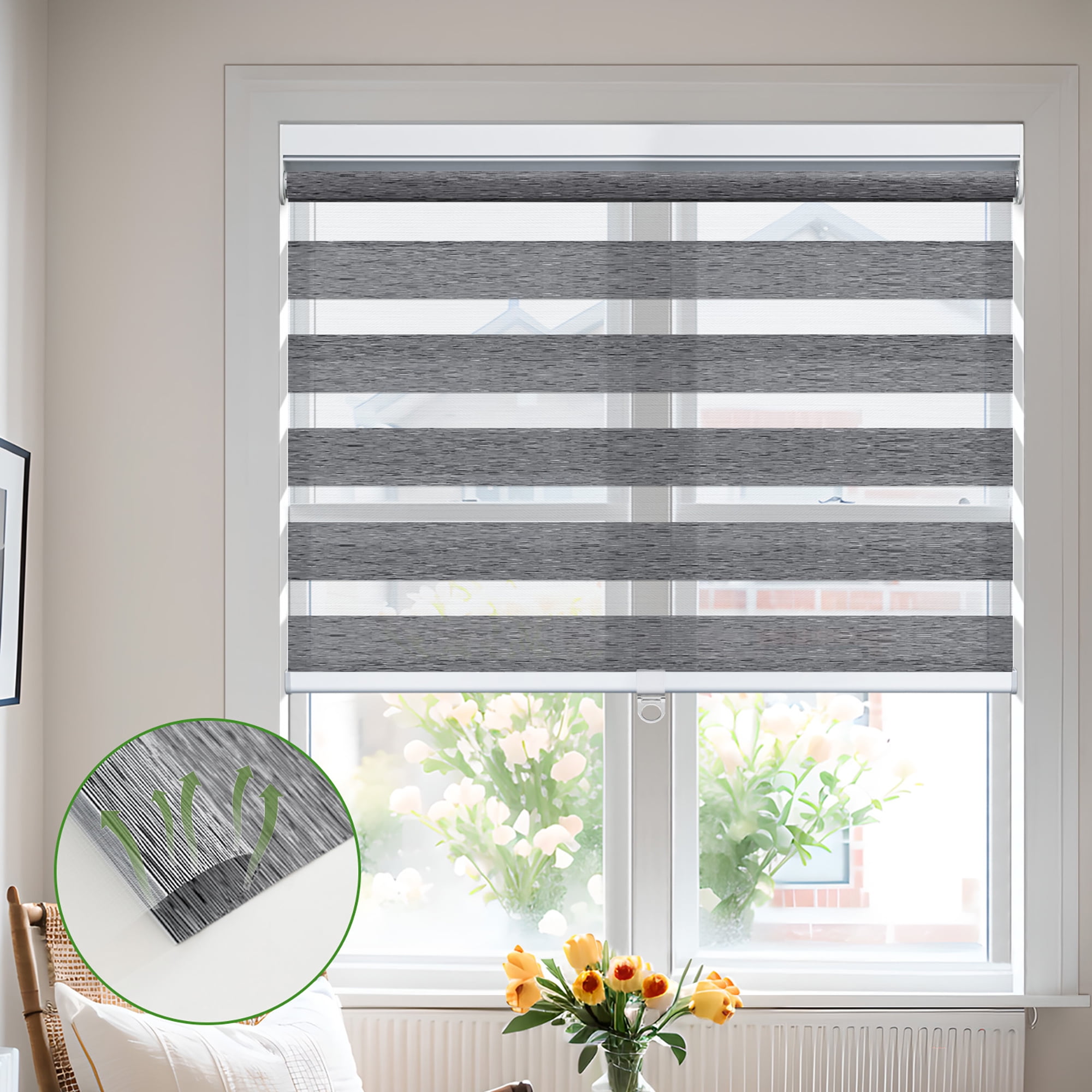 MiLin Cordless Zebra Blinds Light Filtering Zebra Windows Shades Dual ...