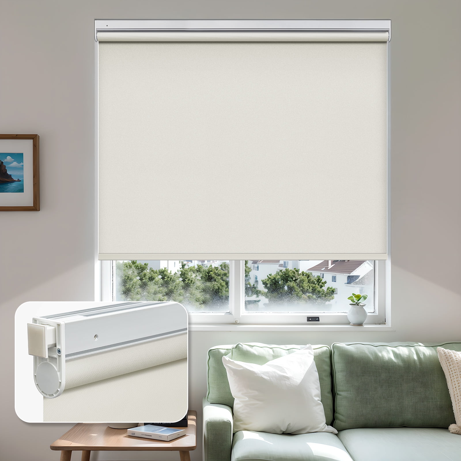 MiLin No Tools No Drill Cordless Roller Shades Roller Windows Shades ...
