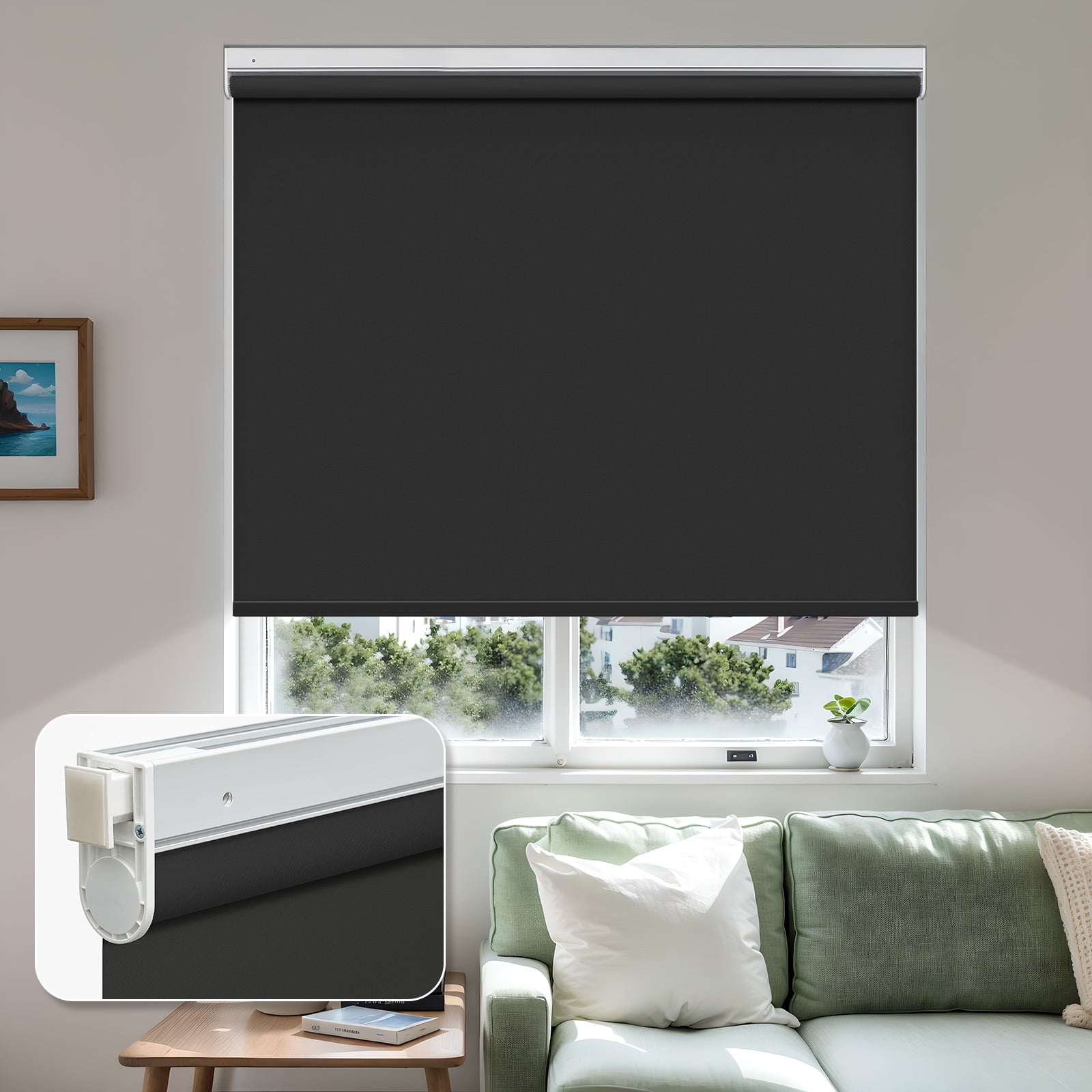 MiLin No Tools No Drill Cordless Roller Shades Roller Windows Shades ...