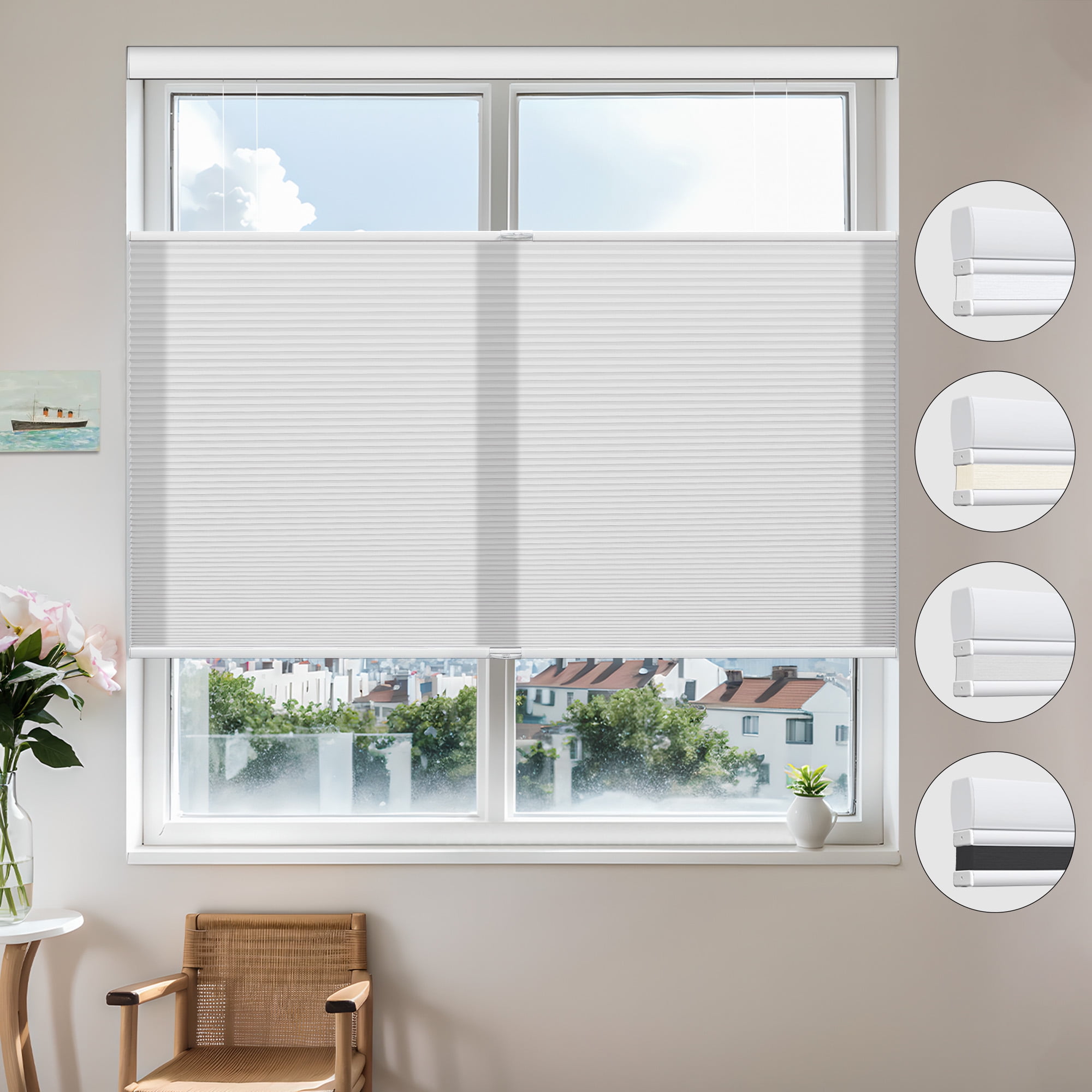 MiLin Top Down Bottom Up Cellular Blinds for Windows Cordless Cellular ...