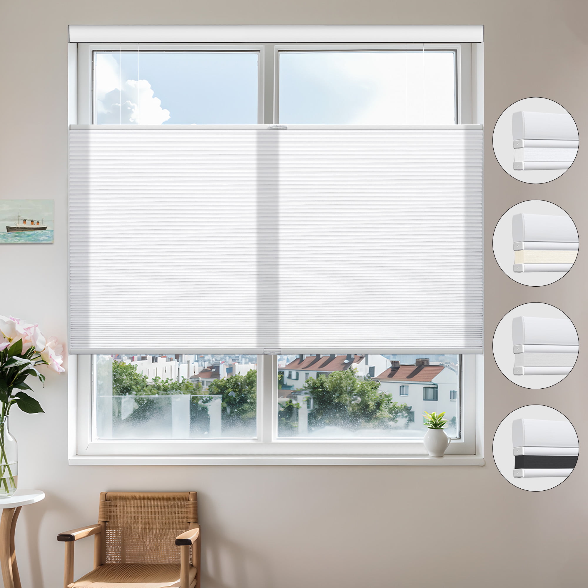 MiLin Top Down Bottom Up Cellular Blinds for Windows Cordless Cellular Shades Honeycomb Design ...
