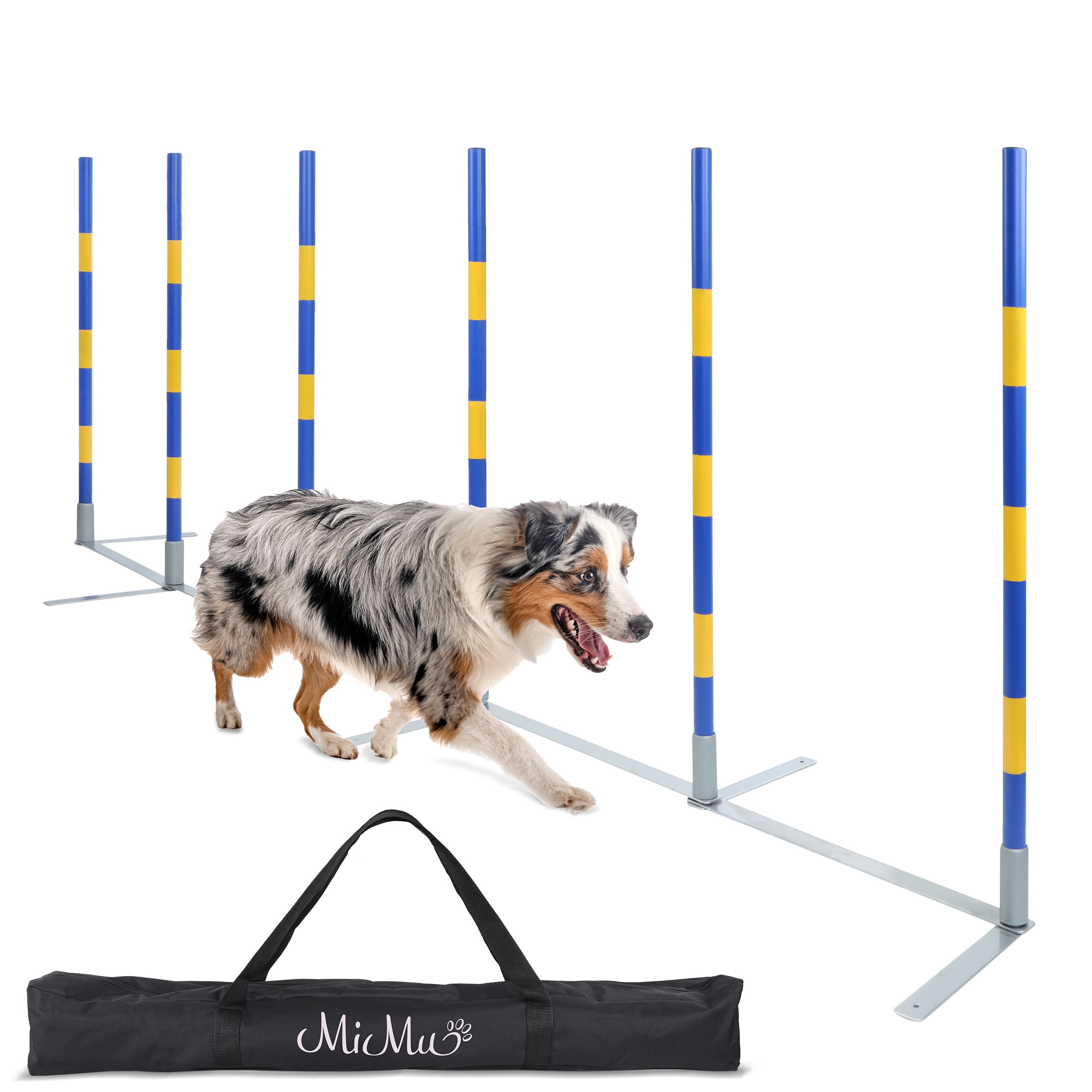 MiMu Dog Agility Weaving Poles, Adjustable Obstacle Training Set ...