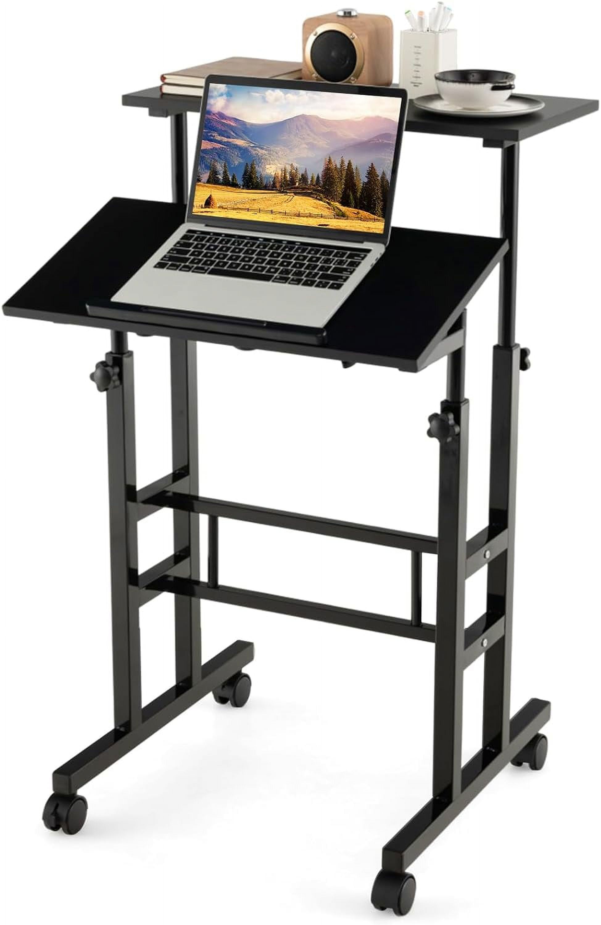 MiSHOP Mobile Standing Desk Stand Up Desk, Height Adjustable Computer ...