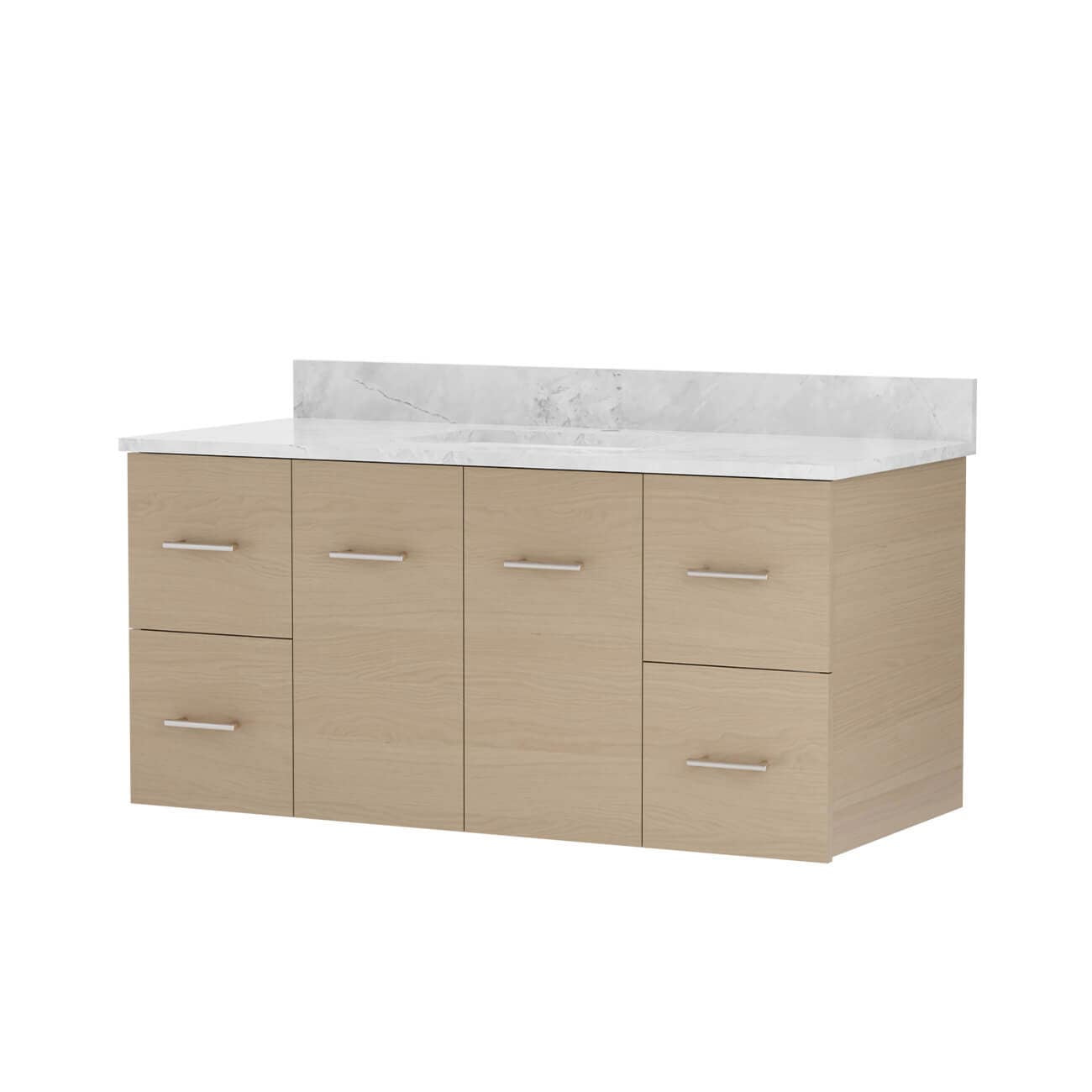 Mia 48 Inch Floating Vanity with Undermount Sink - Light Oak / White ...