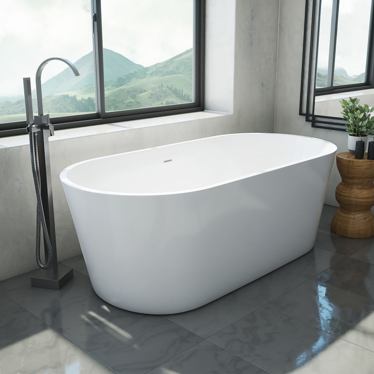 Mia 60 Inch Freestanding Acrylic Soaking Tub and Faucet Package ...