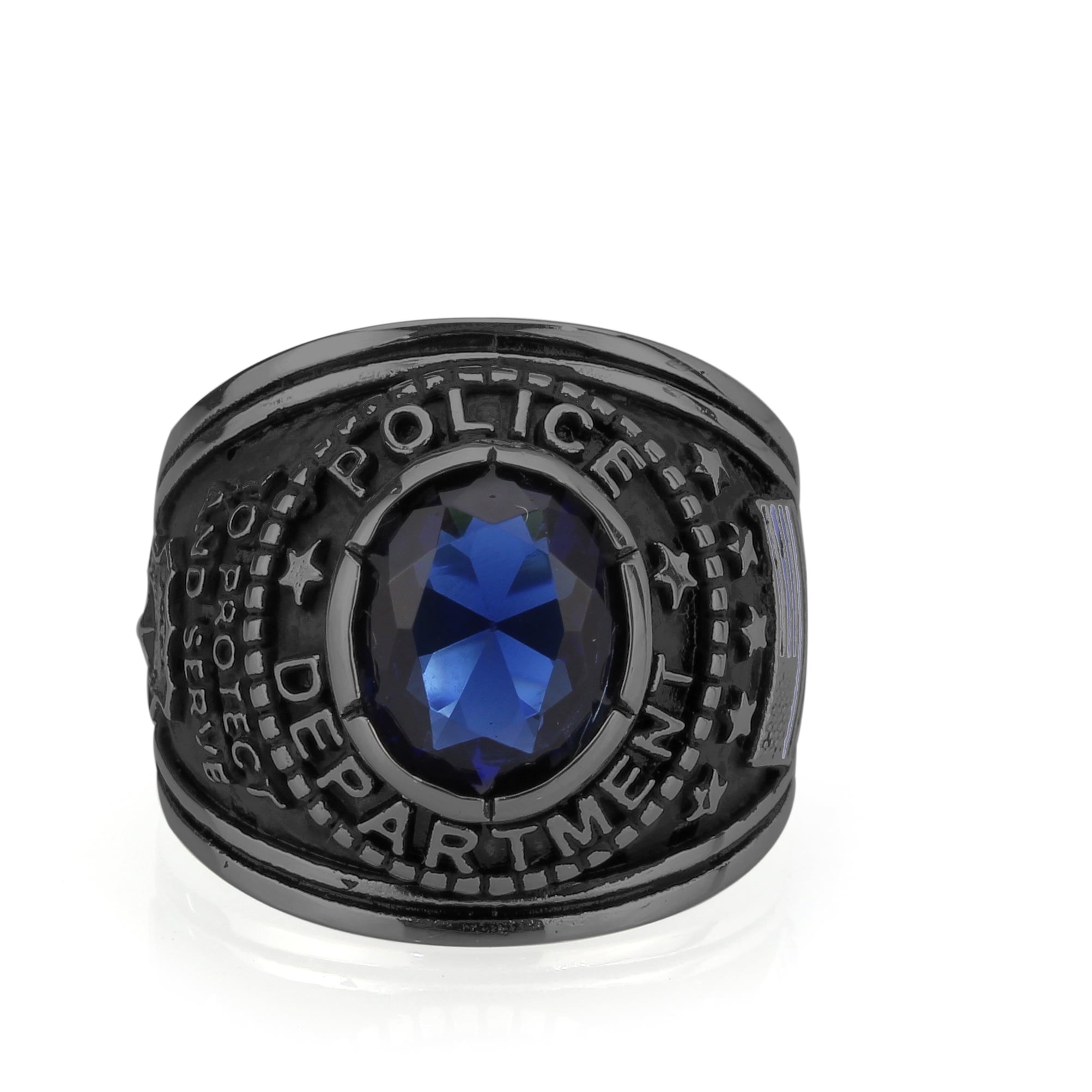 Mia Arte US Vintage Police Officer Shield Ring, Black or Polished ...