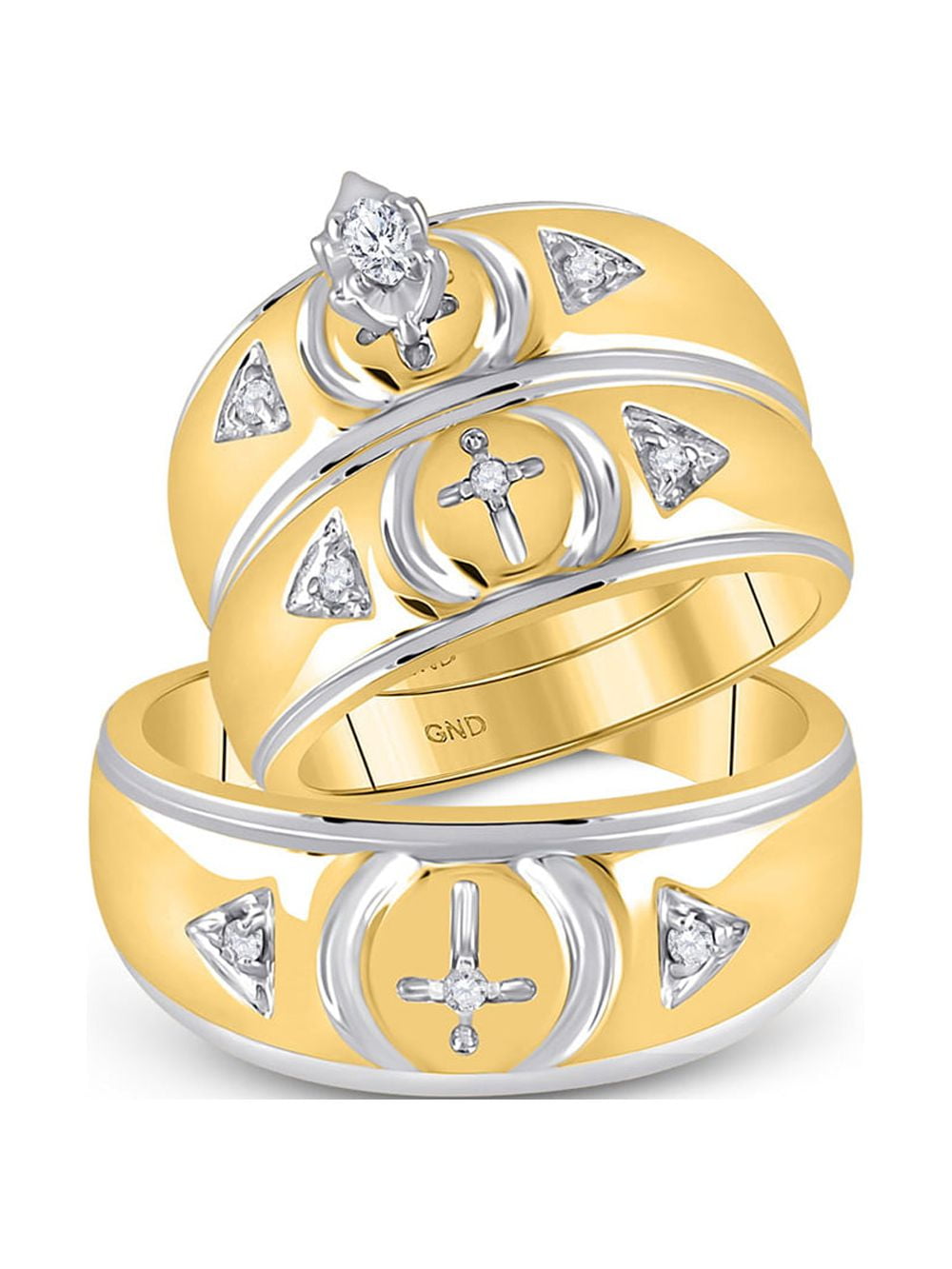 Mia Diamonds 10kt Yellow Gold His Hers Marquise Diamond Cross Matching ...