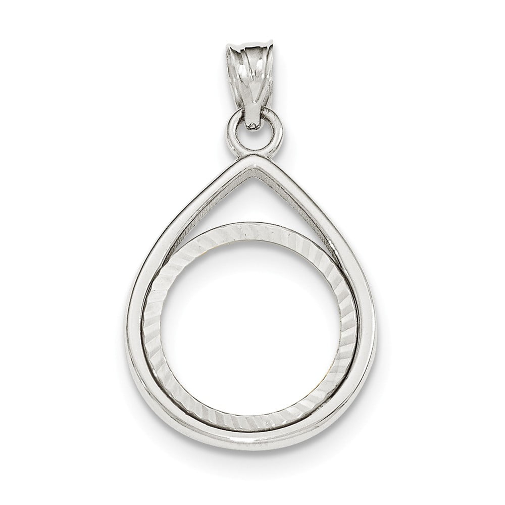 Mia Diamonds 14k White Gold Tear Drop Diamond-Cut Prong 1/10AE Bezel ...
