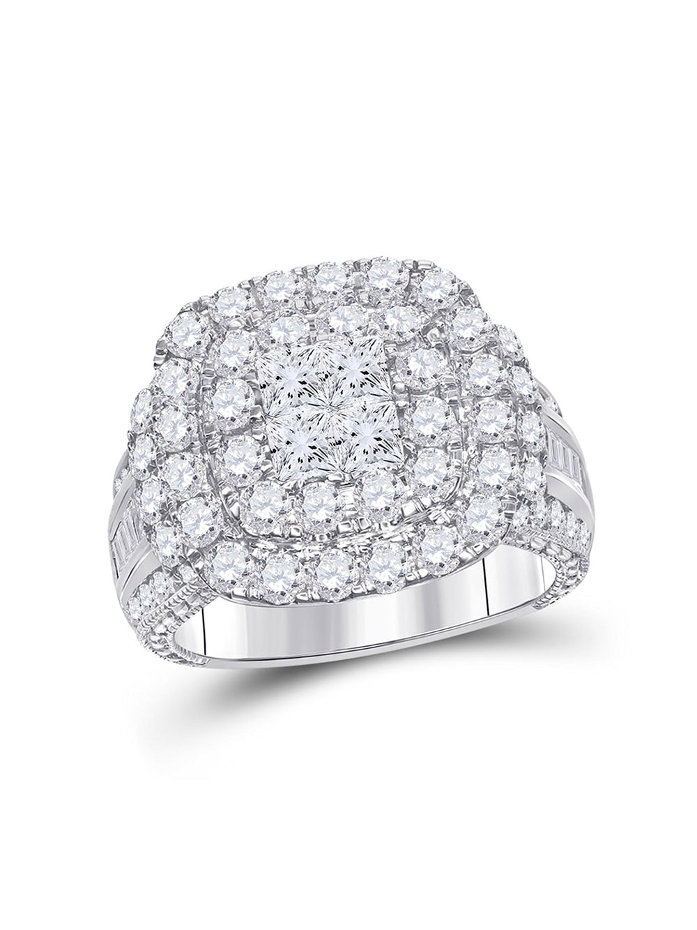 Mia Diamonds 14kt White Gold Princess Diamond Cluster Bridal Wedding