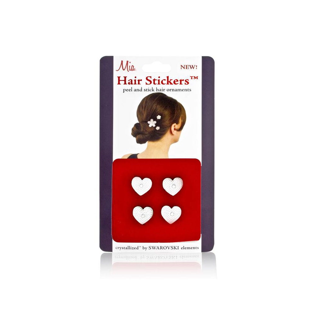Mia Hair Stickers - Small Model No. 04602 - 4 Silver Hearts - Walmart.com