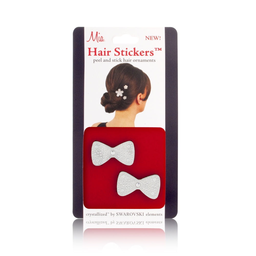 Mia Hair Stickers - Small Model No. 04703 - 2 Silver Bows - Walmart.com