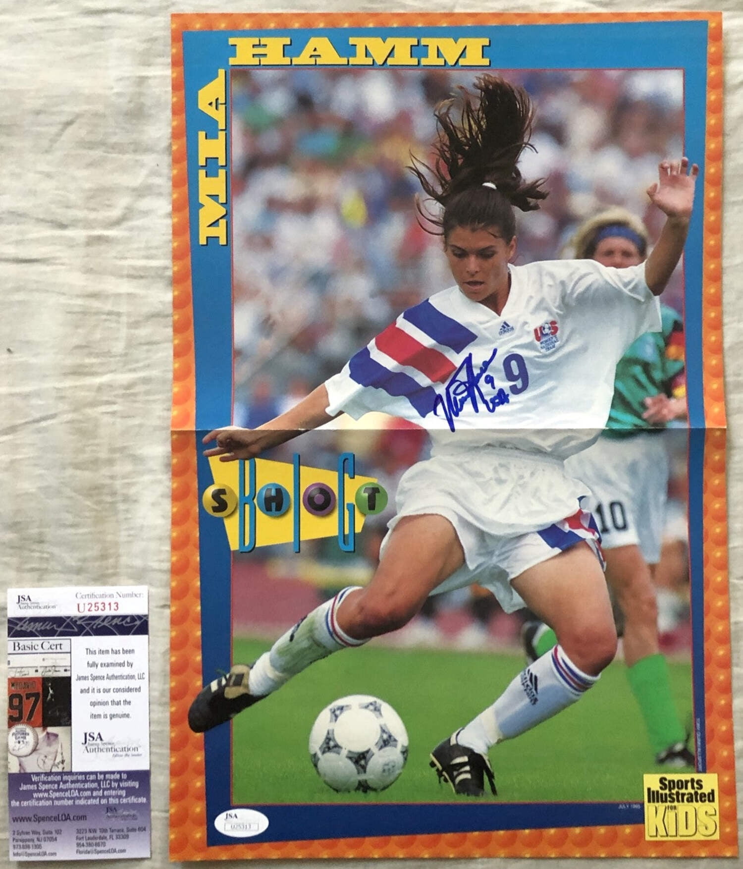 Mia Hamm autographed US Soccer 1995 Sports Illustrated for Kids poster ...