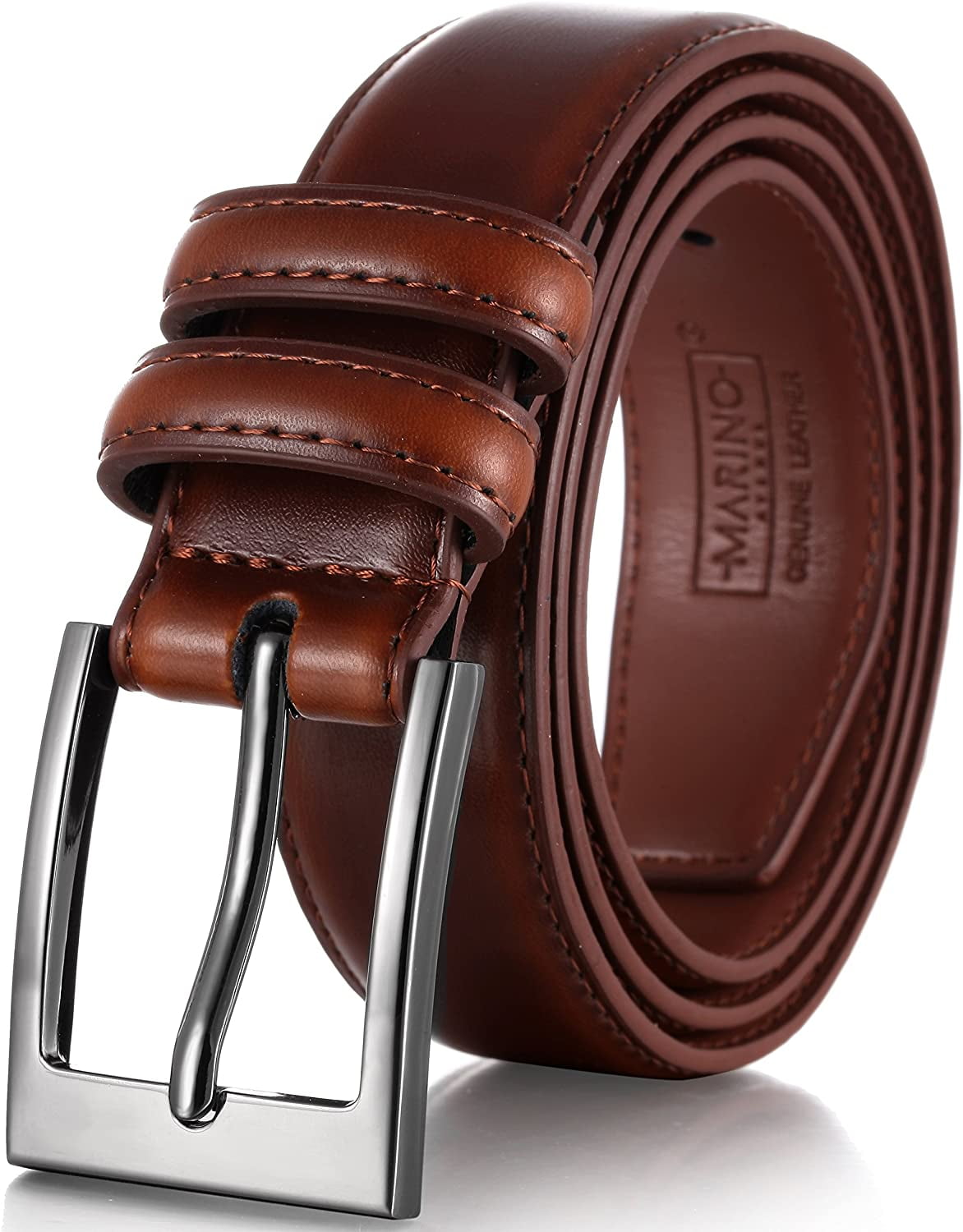 Mia Marino Men's Genuine Leather with Single Prong Buckle Dress Belt ...