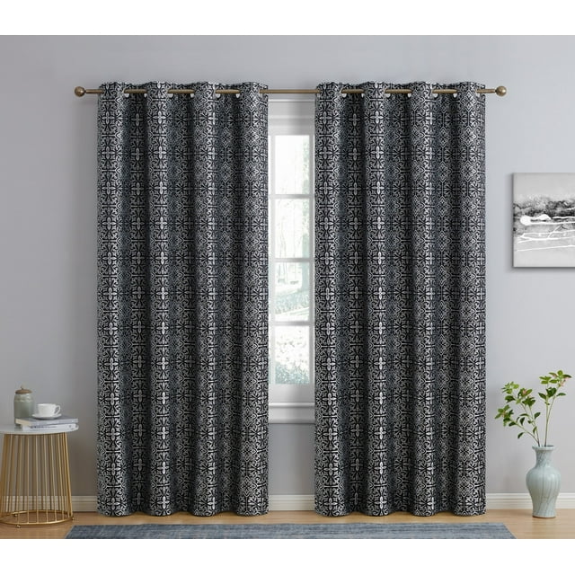 Mia Moroccan Tile 100% Complete Blackout Grommet Curtain Panels - Walmart.com