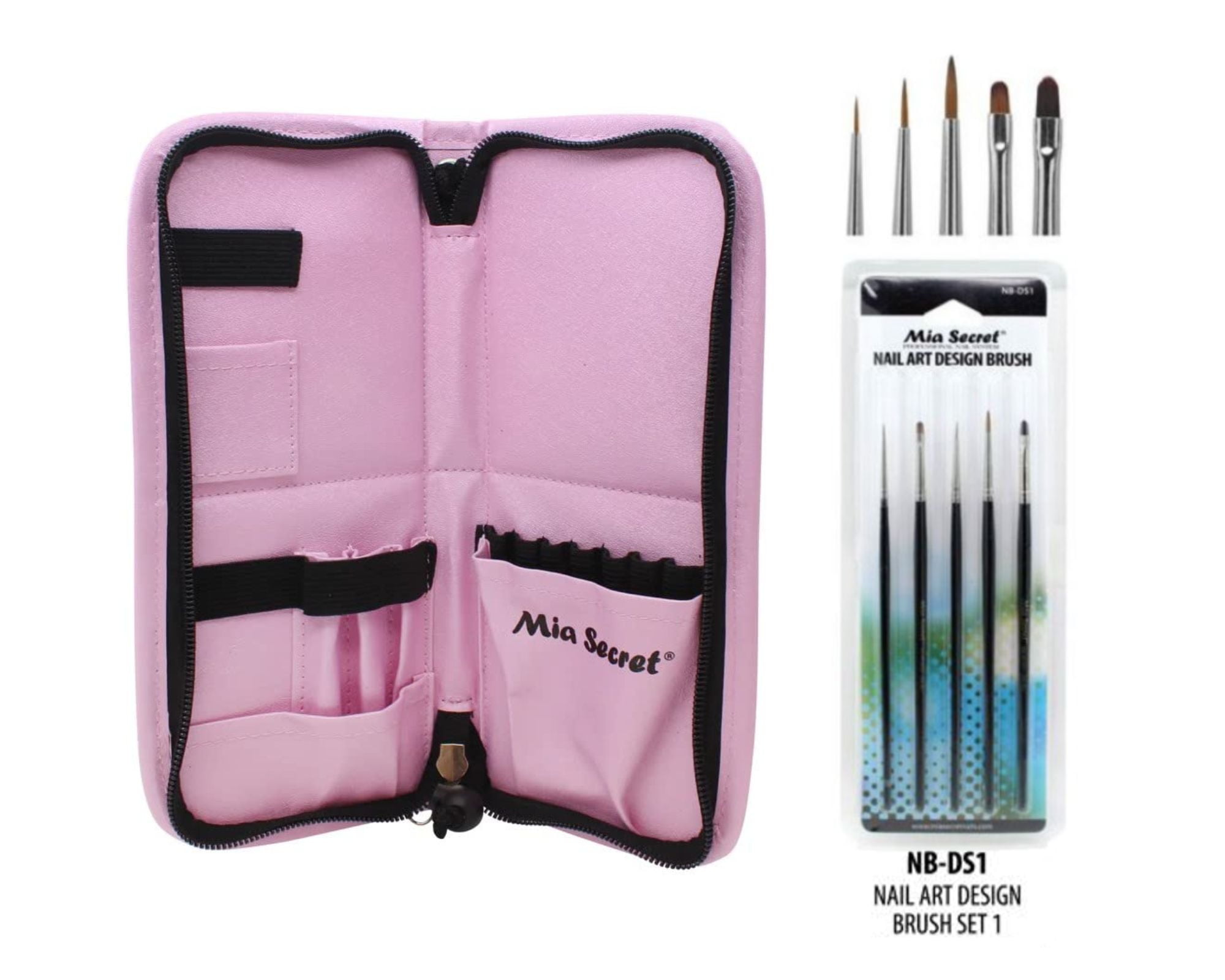 Mia Secret - Brush Holder Premier - PINK (NB-P1006) & Design Brush 5pc ...