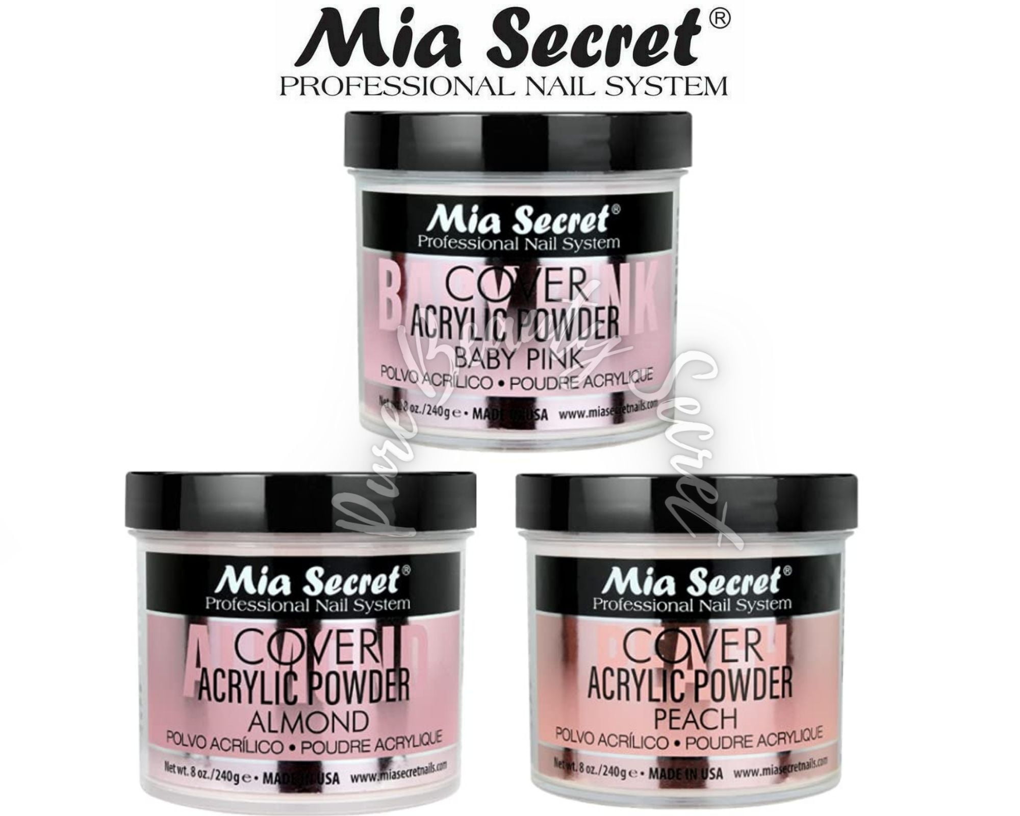 Mia Secret COVER (Baby Pink/Almond/Peach) 8oz;3pc - Walmart.com