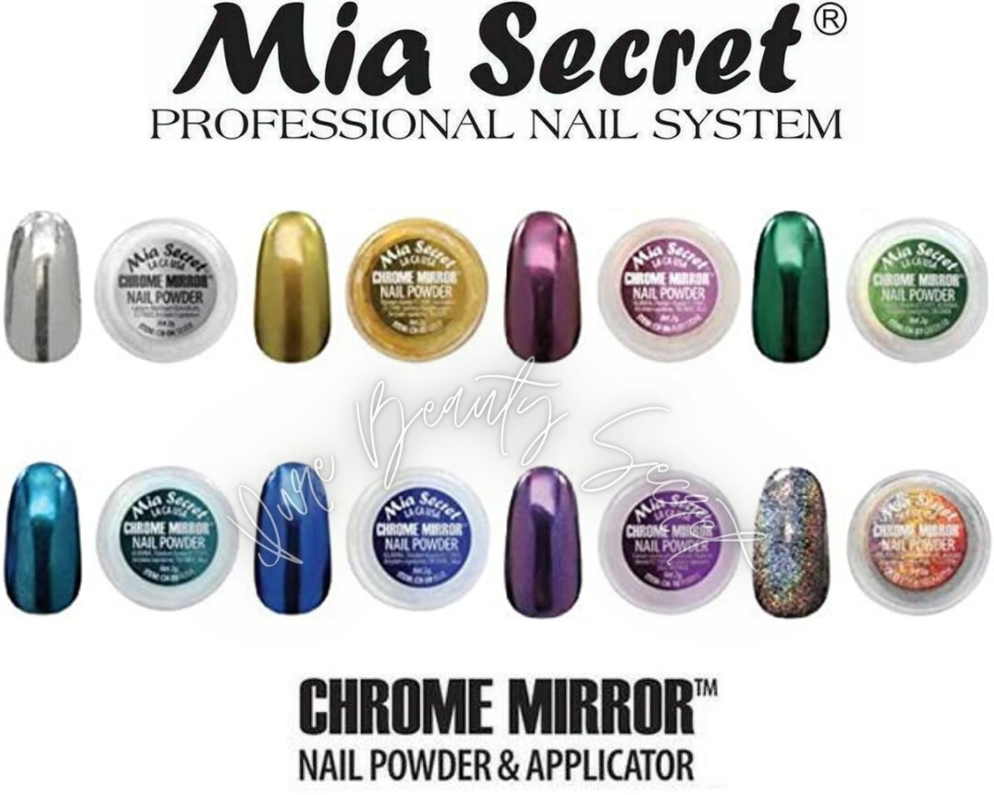 Mia Secret Chrome Mirror Powder ( 2g ) 8 Colors Set with Glass Finish ...