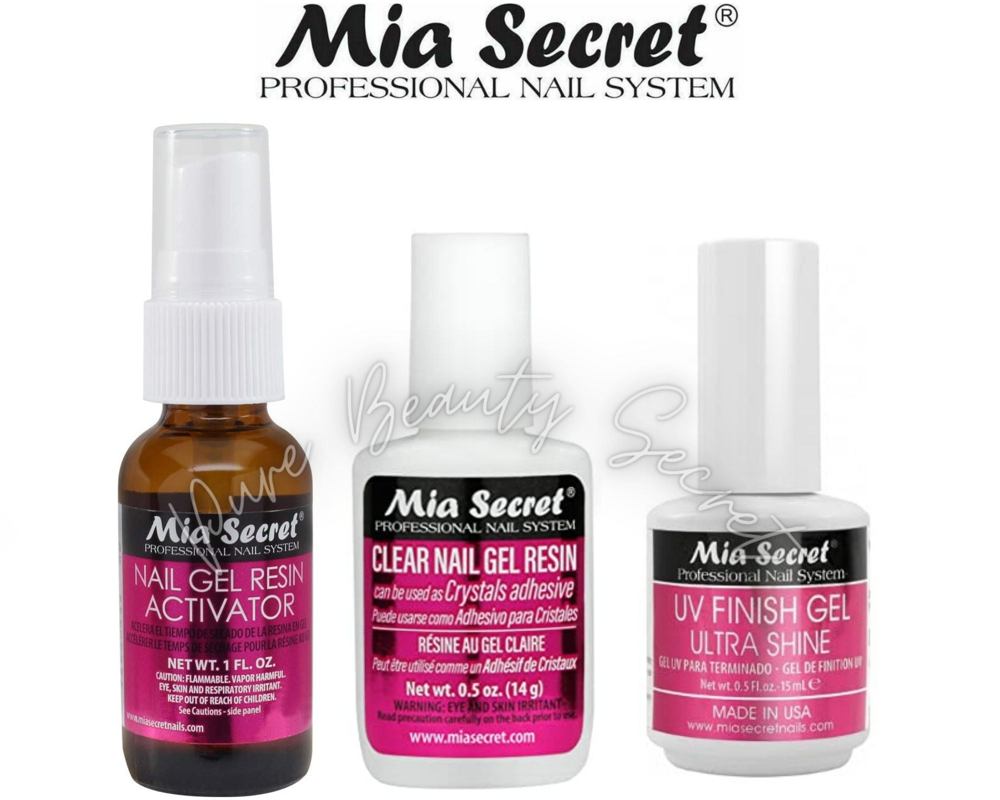 Mia Secret Gel Resin Activator - 1 oz (324), Brush-on Clear Nail Gel ...