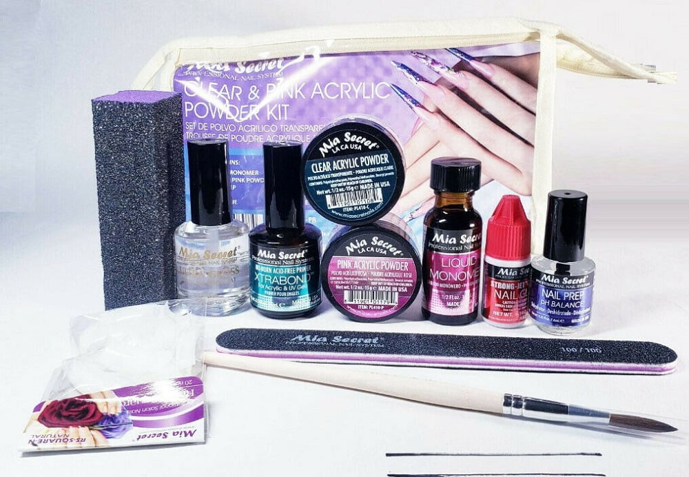 Mia Secret (KIT01-PR) Clear&Pink Acrylic Powder Kit - Walmart.com