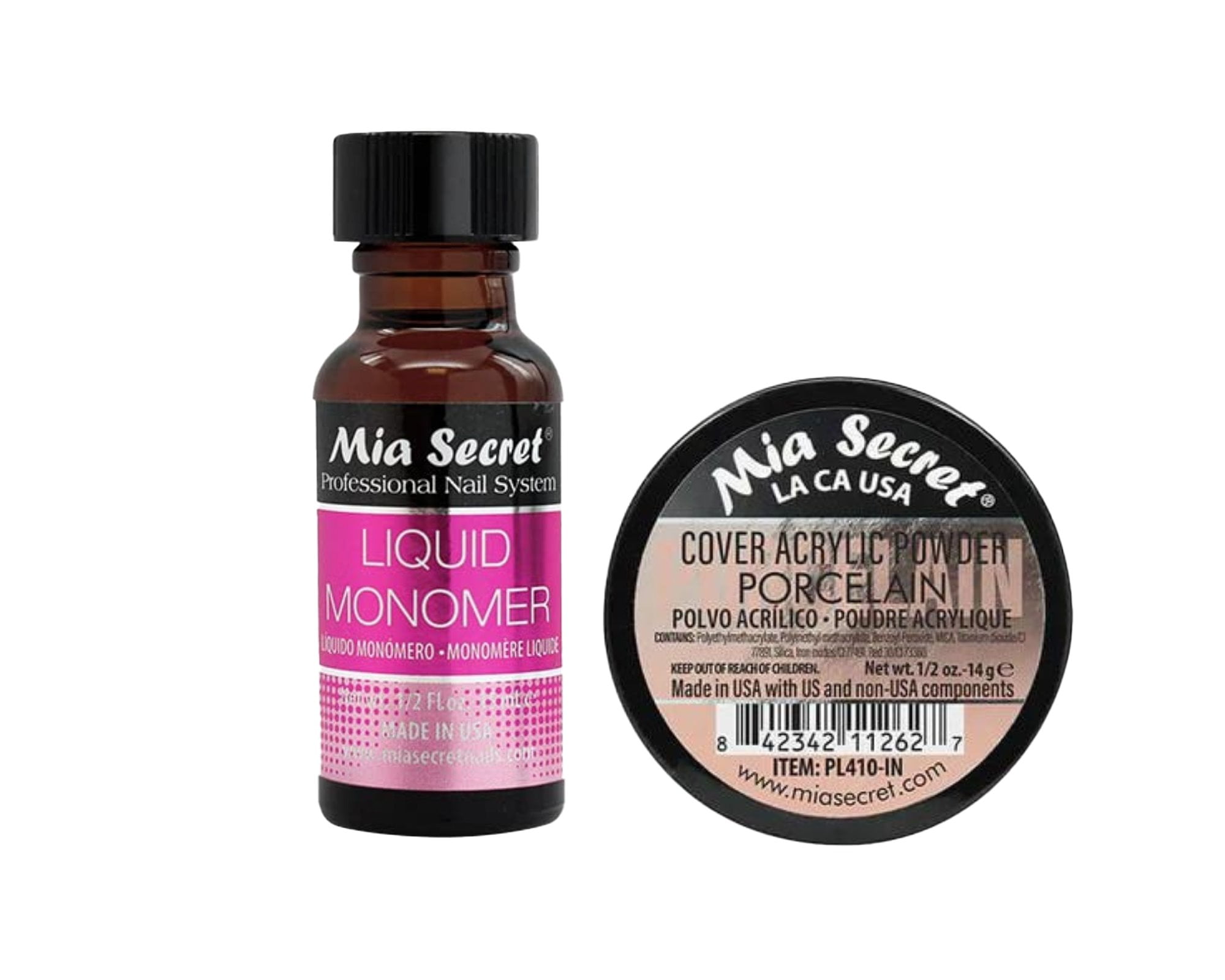 Mia Secret - Liquid Monomer (0.5 oz) & Cover Acrylic Powder Porcelain ...