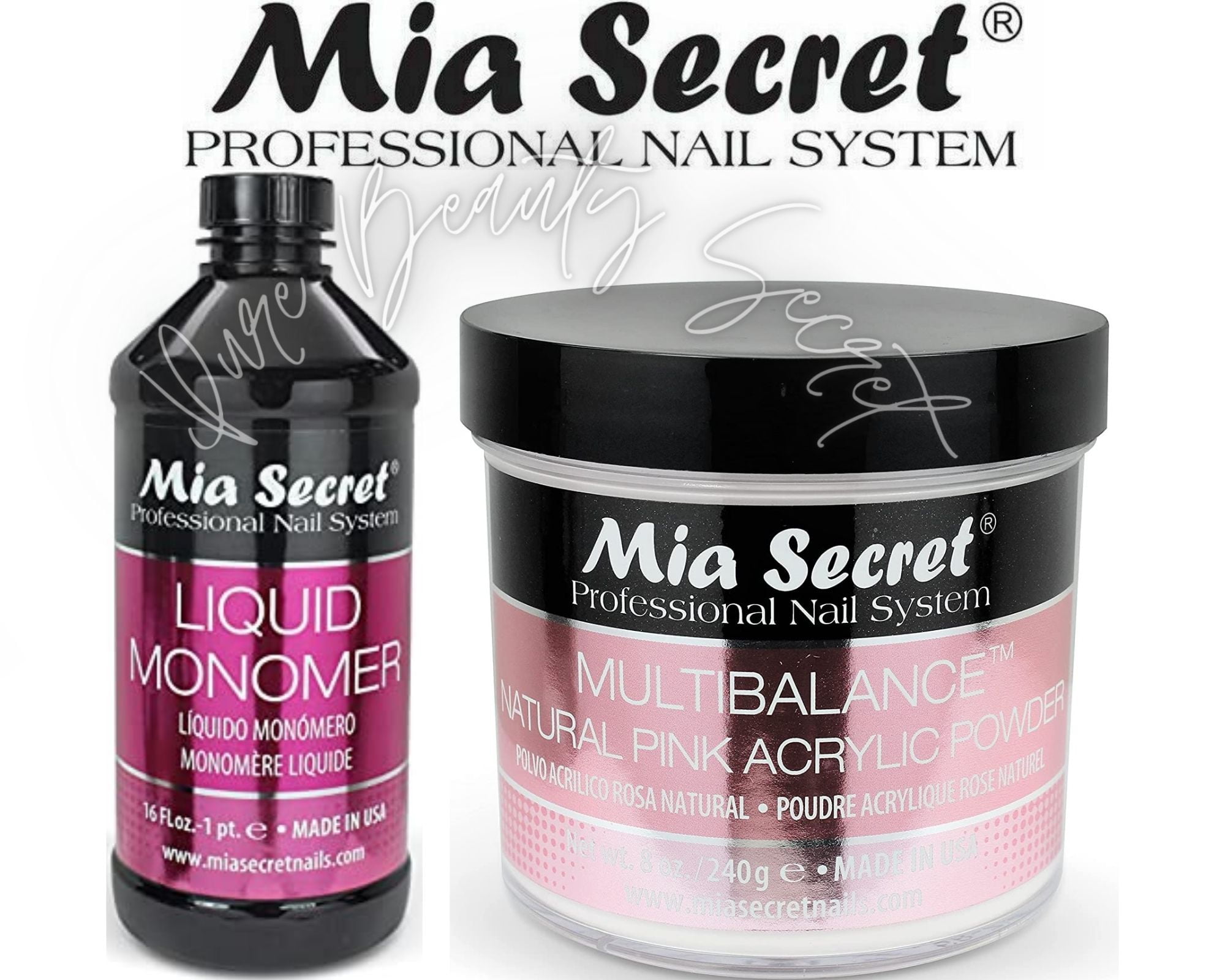 Mia Secret Liquid Monomer 16 oz and Natural Pink Powder 8 oz - Walmart.com