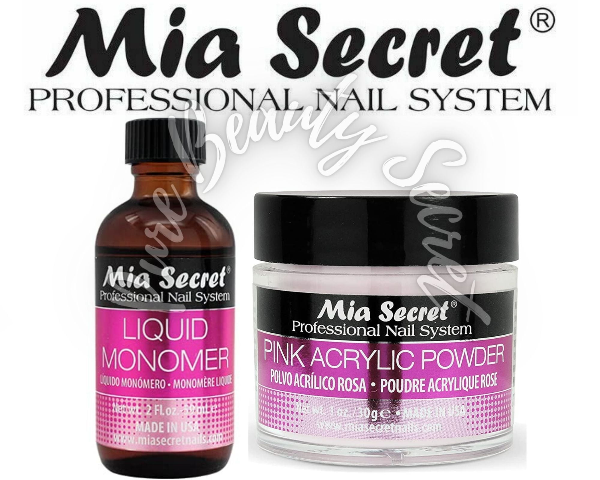 Mia Secret Liquid Monomer 2 oz and Pink Powder 1 oz - Walmart Business ...