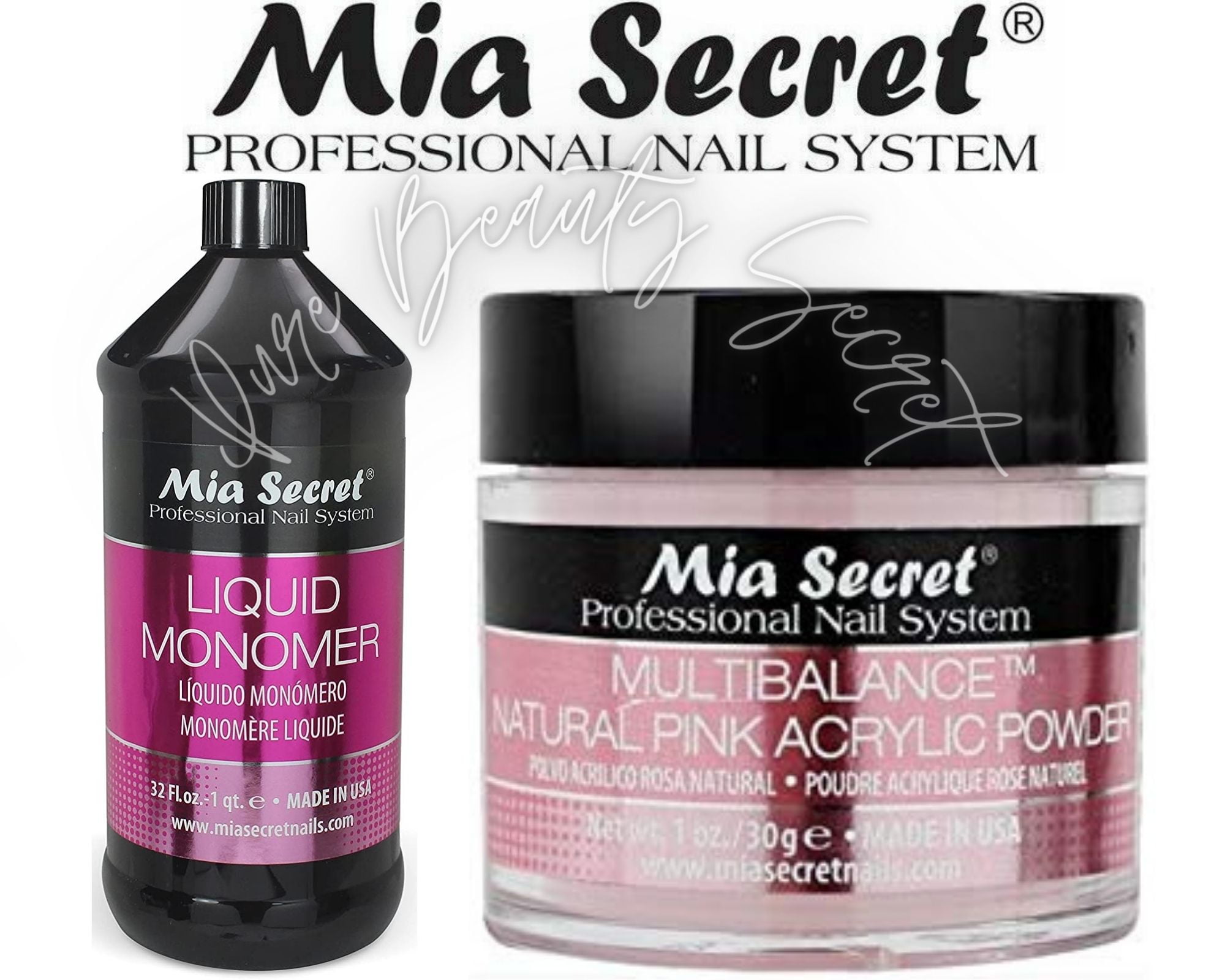 Mia Secret Liquid Monomer 32 oz and Natural Pink Powder 1 oz - Walmart.com