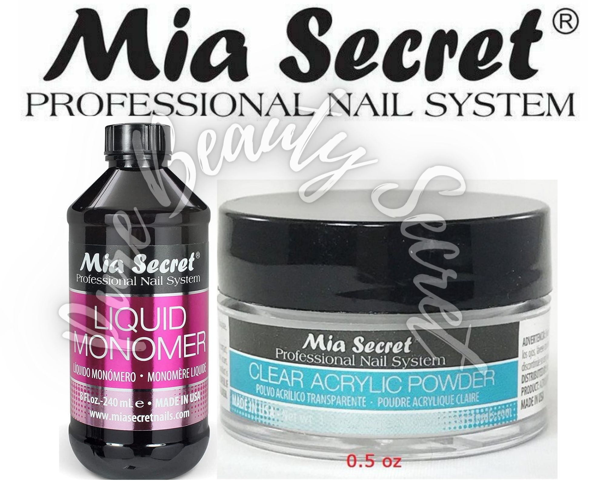 Mia Secret Liquid Monomer 8 oz and CLEAR Powder 0.5 oz - Walmart.com