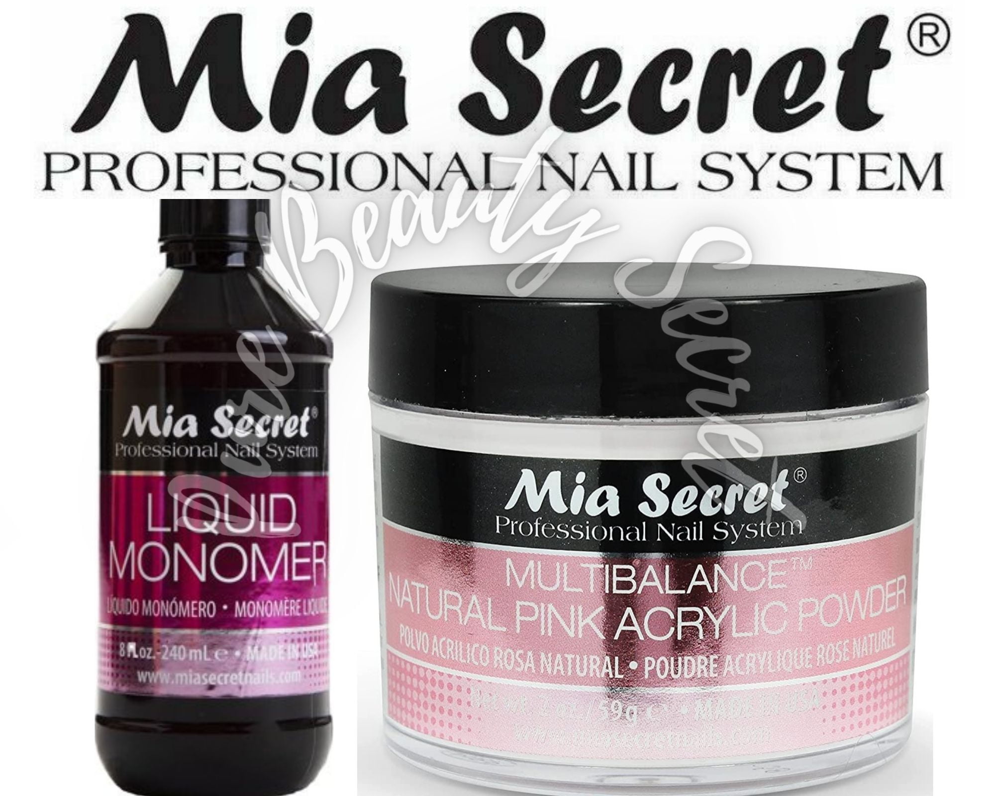 Mia Secret Liquid Monomer 8 oz and NATURAL PINK Powder 2 oz - Walmart.com