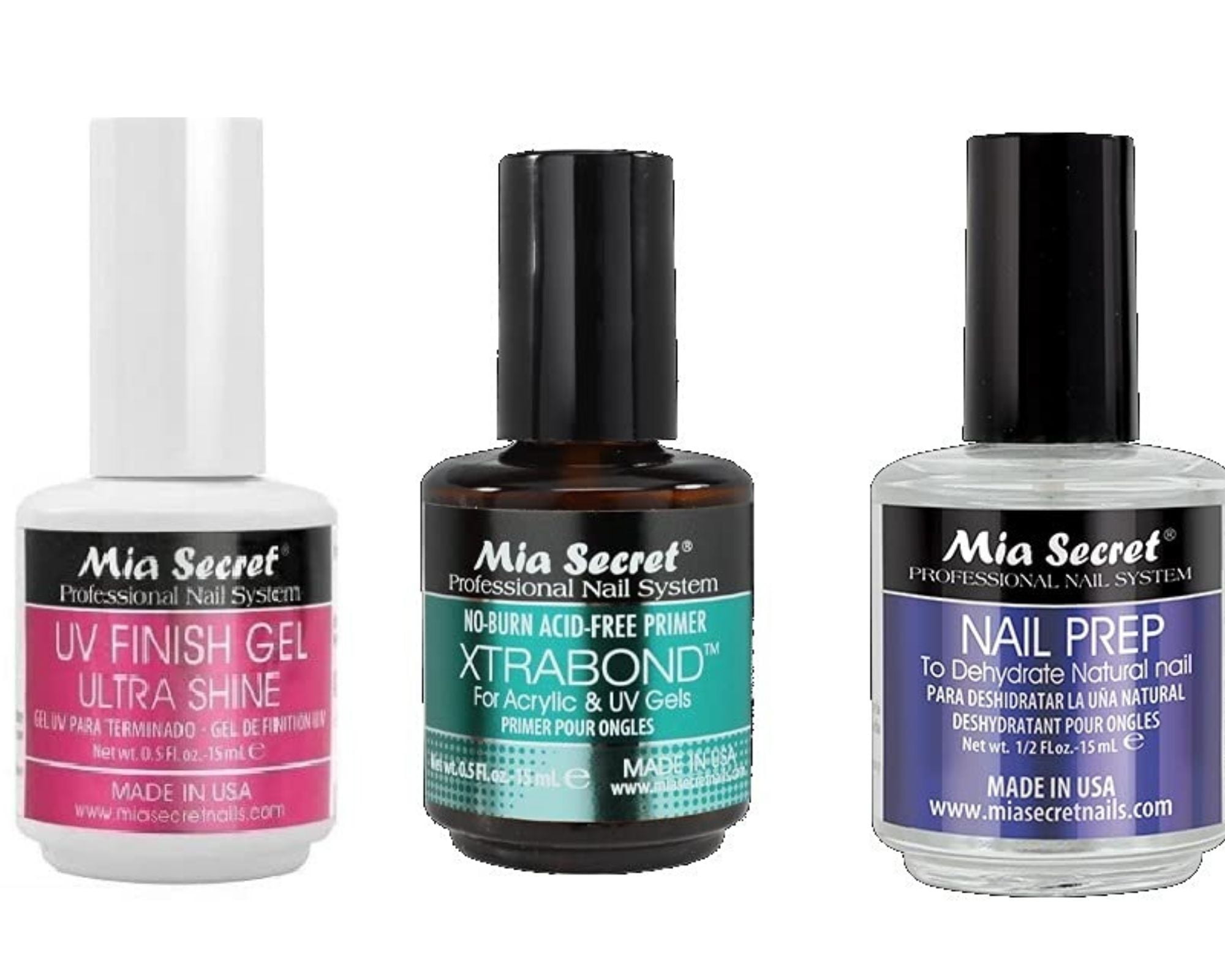 MIA SECRET UV Finish Gel Ultra Shine , Xtrabond Primer & Nail Prep -0. ...