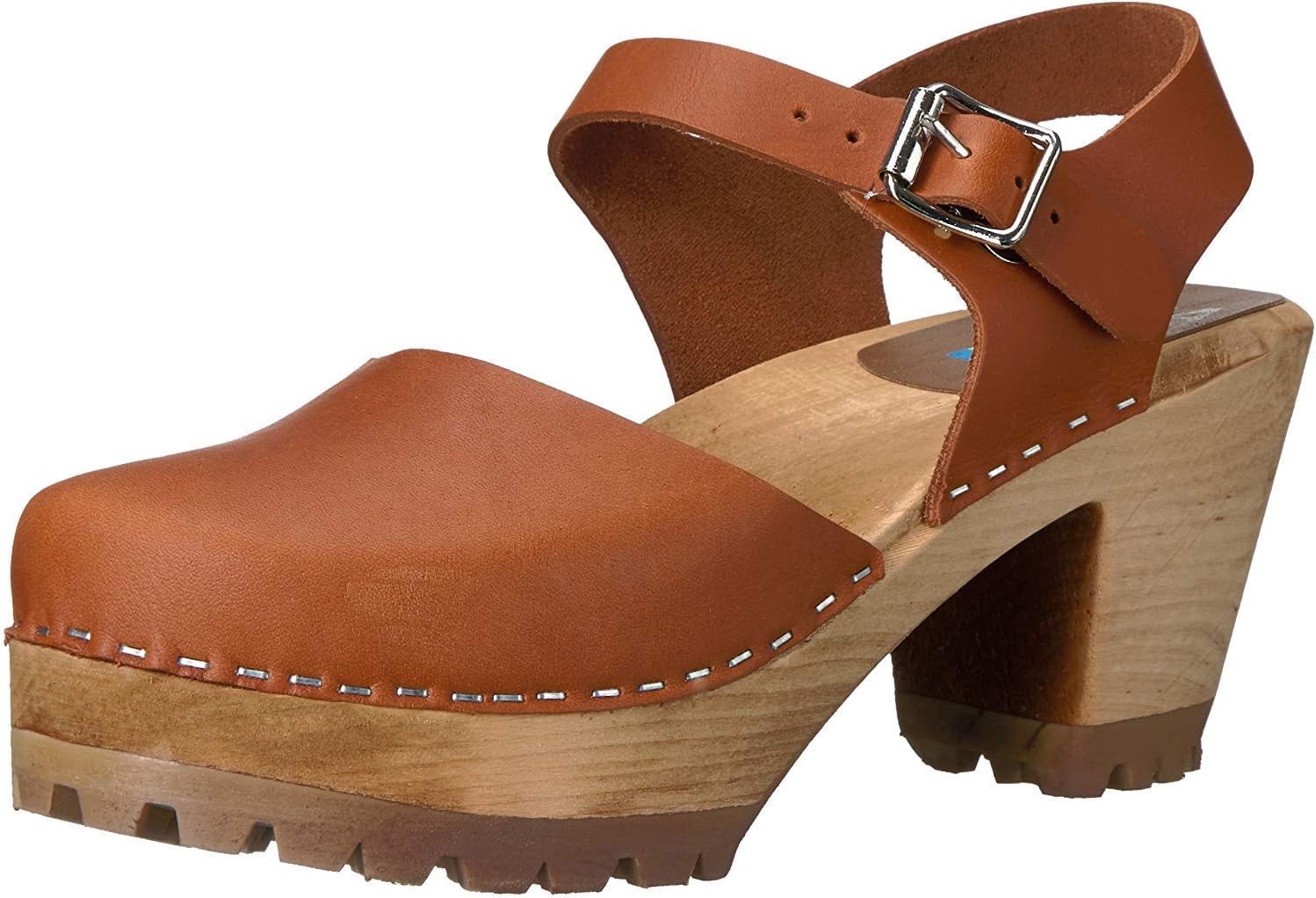 Mia Womens Abba Leather Closed Toe Ankle Strap Clogs, Luggage, Size 8.0 ...