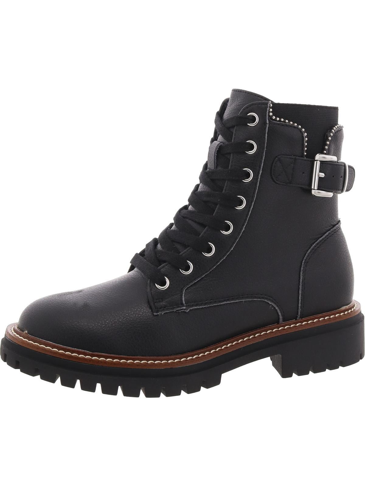 Mia Womens Foster Leather Lugg Sole Combat & Lace-Up Boots - Walmart.com