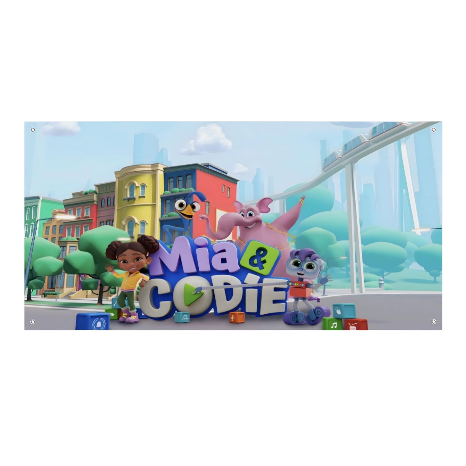 Mia and Codie-Theme Backdrops Banner Birthday Party Decor Supplies ...