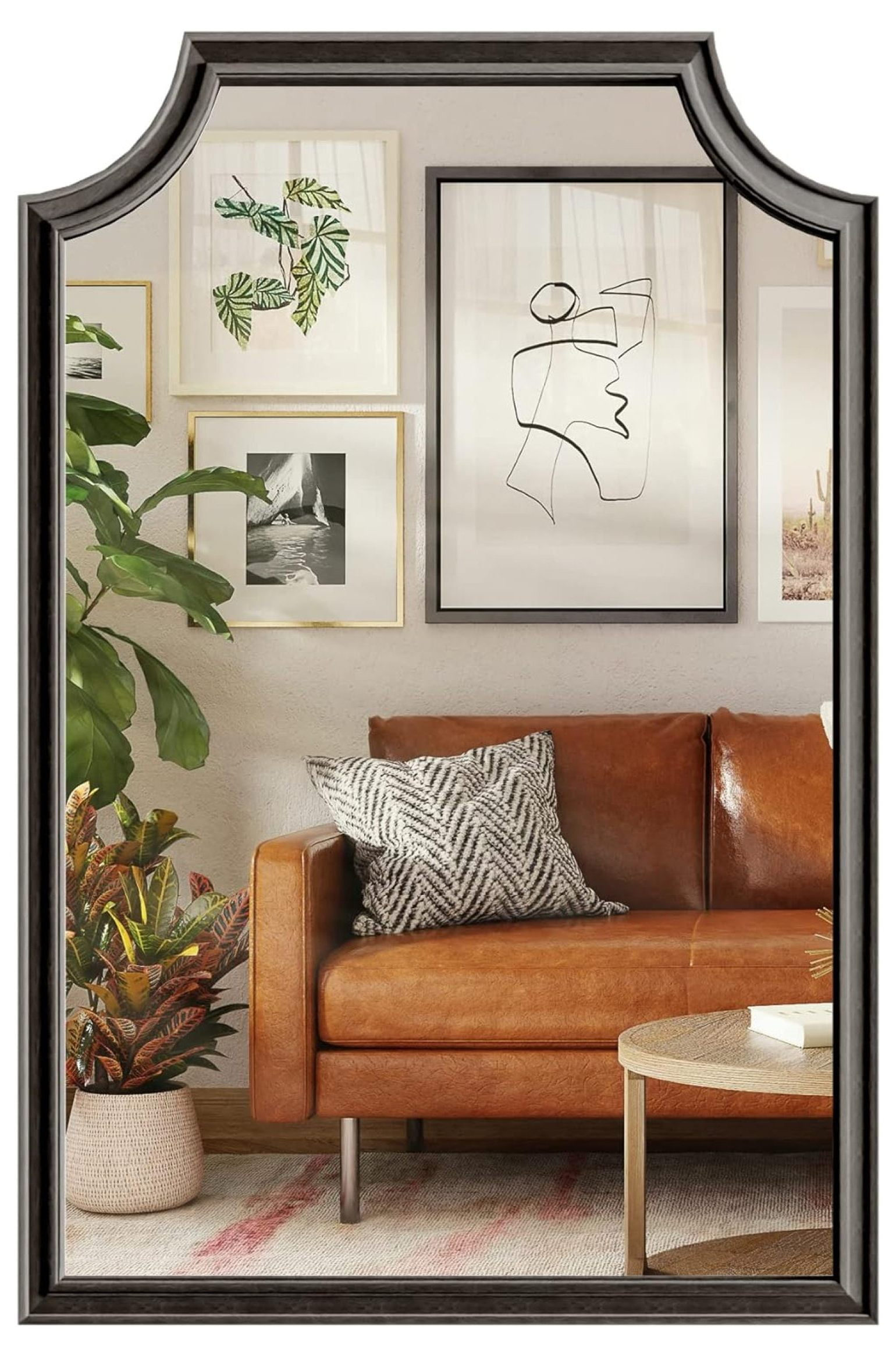 MiaHltTia 24" x 36" Scalloped Corners Arch Rectangle Wall Mirror with ...