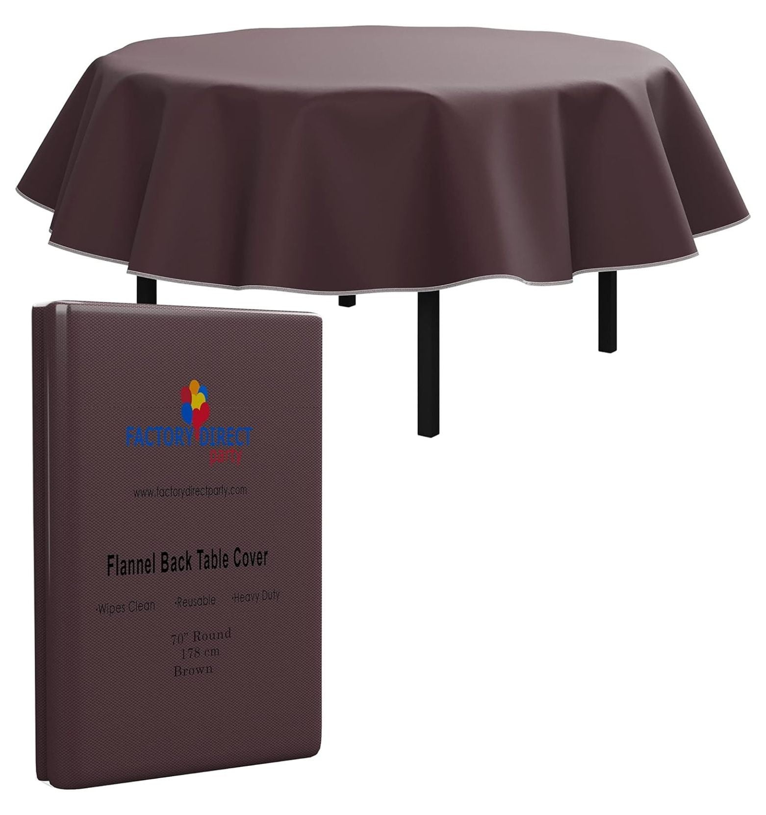 MiaHltTia Brown Vinyl Tablecloths - 70 in. Round - Pack of 1 Round ...