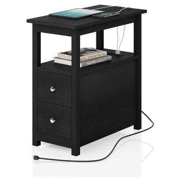 HOOBRO Narrow End Table with Drawer & USB Ports & Power Outlets Living ...
