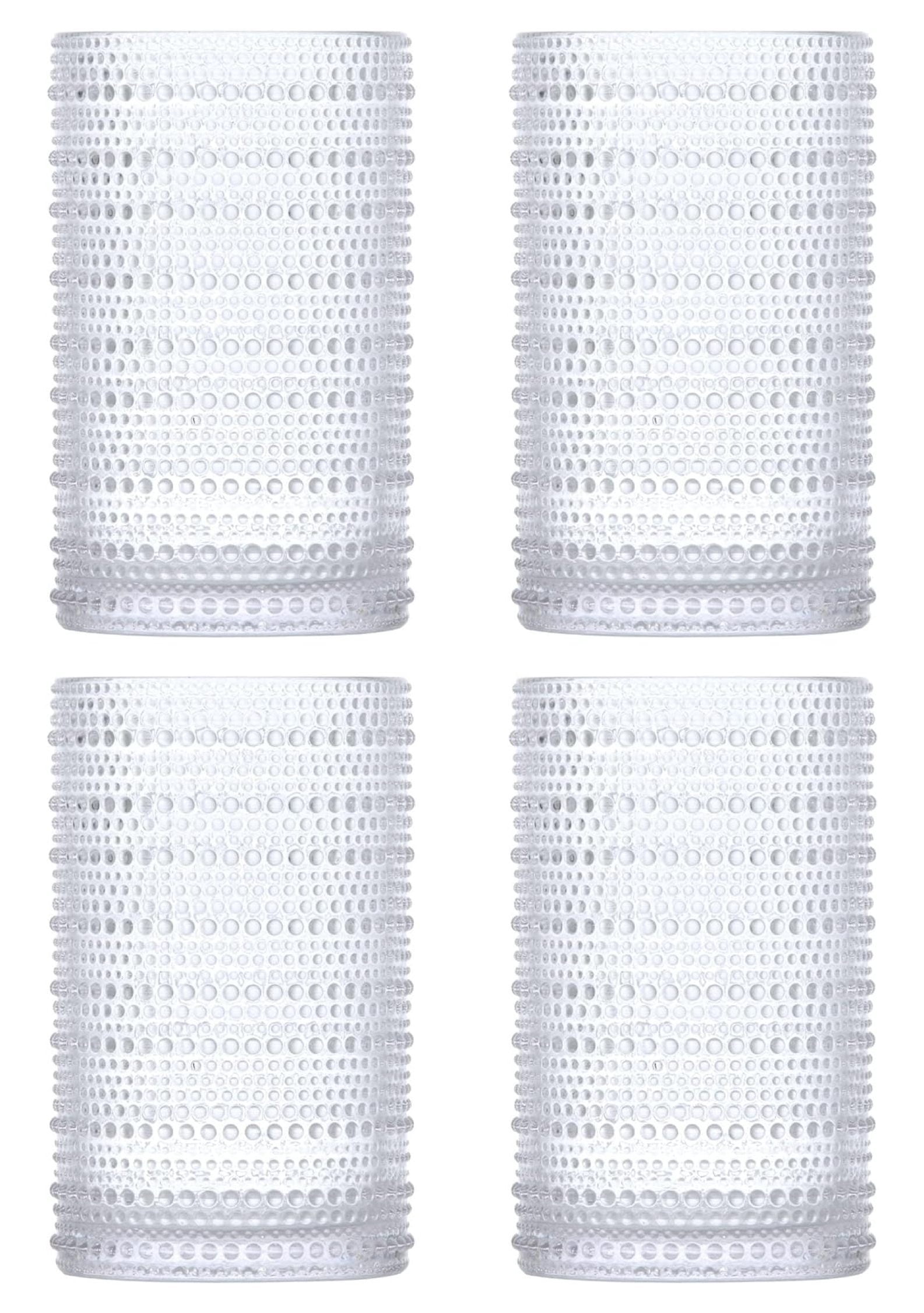 MiaHltTia Jupiter Beaded Hobnail Glass, 13 Ounce Iced Beverage (Set of ...