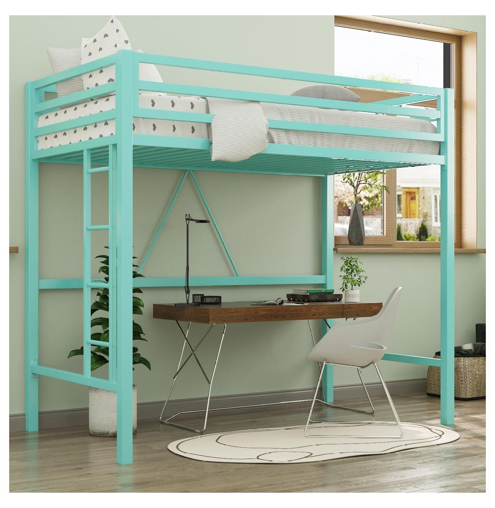 MiaHltTia Loft Bed Frame for Juniors&Adults, Metal Loft Bed Size with ...