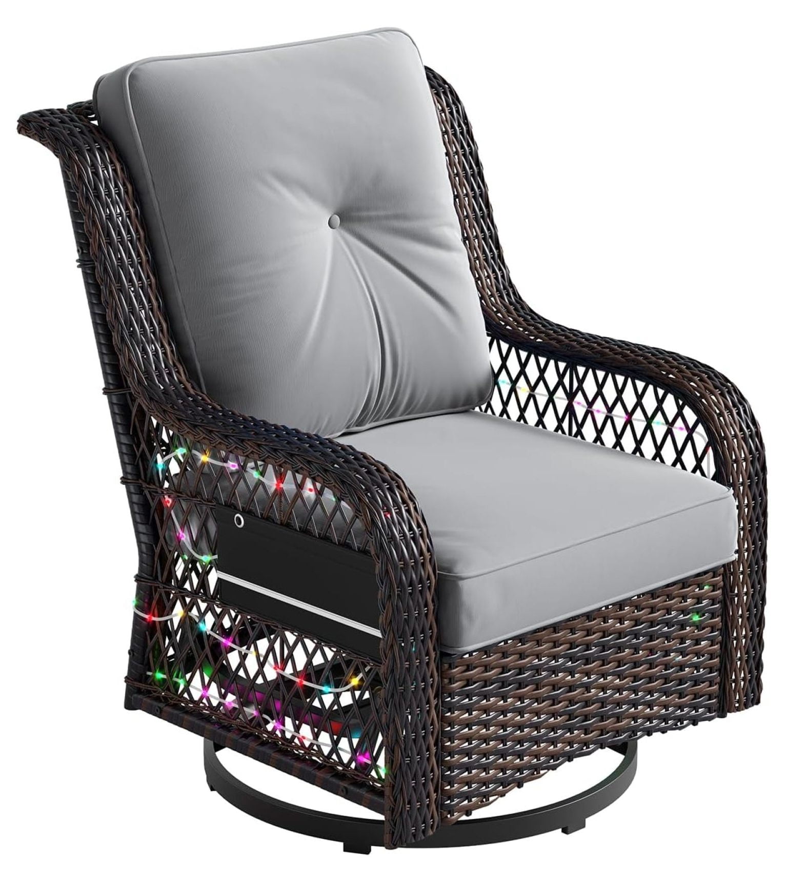 MiaHltTia Outdoor Patio Swivel Rocking Chair, Wicker Swivel Glider ...
