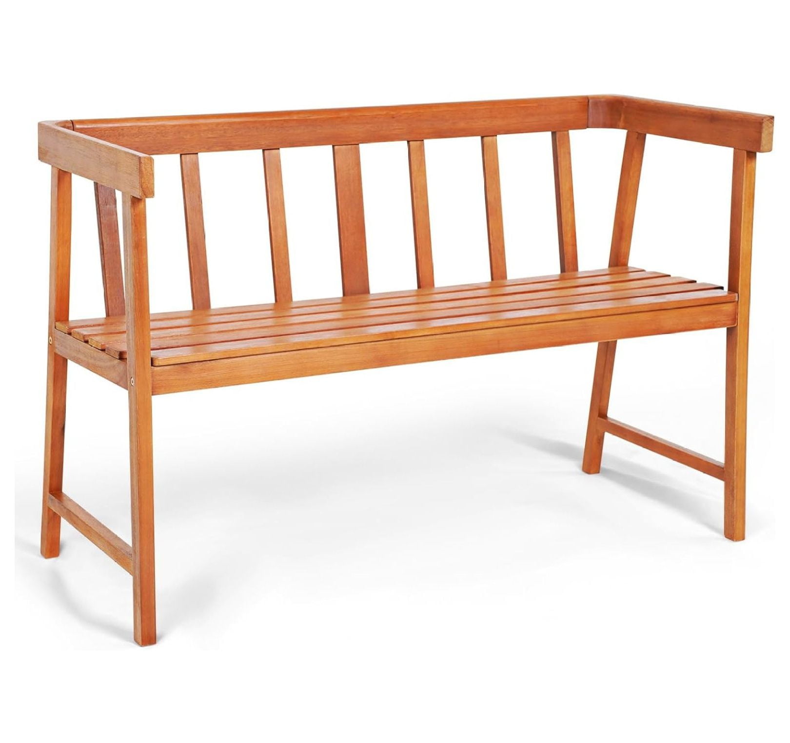 MiaHltTia Outdoor Wood Bench 2-Person Patio Wooden Bench with Ergonomic ...