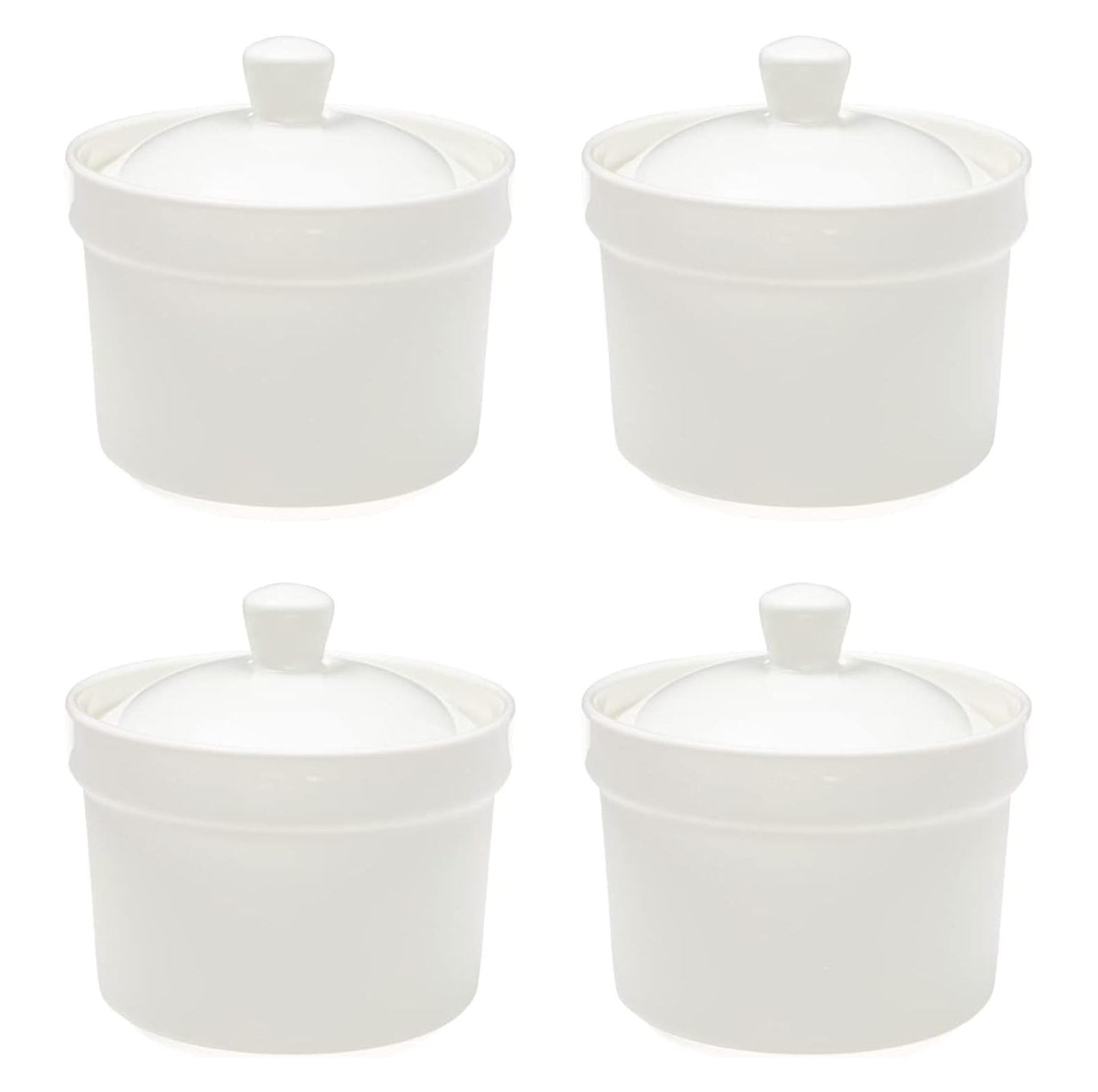 MiaHltTia Soup Crocks With Lids, 10 Ounce Modern White Soup Bowl with ...