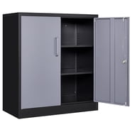 WORKPRO Black Small Industrial Metal Storage Cabinet with Doors and ...