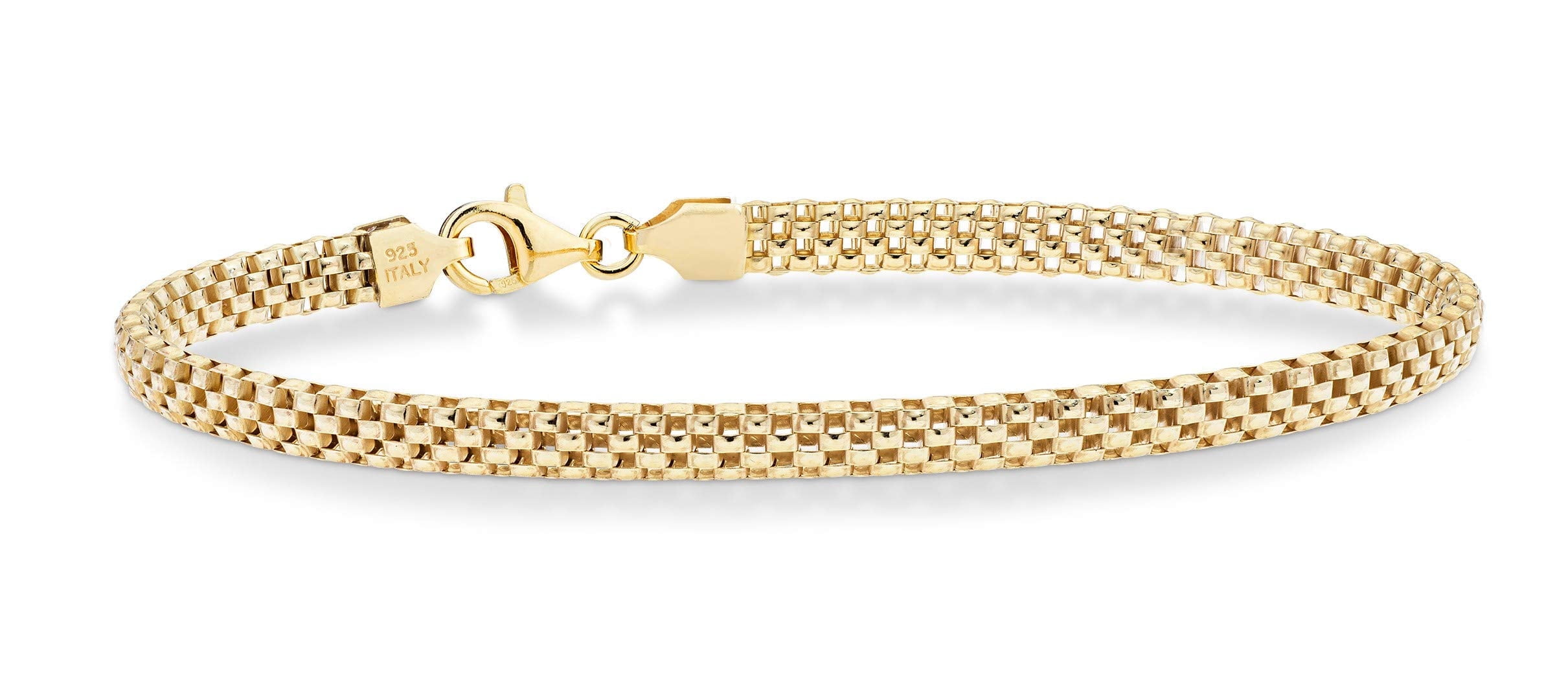 Miabella 18K Gold Over Sterling Silver Italian 4mm Mesh Link Chain ...